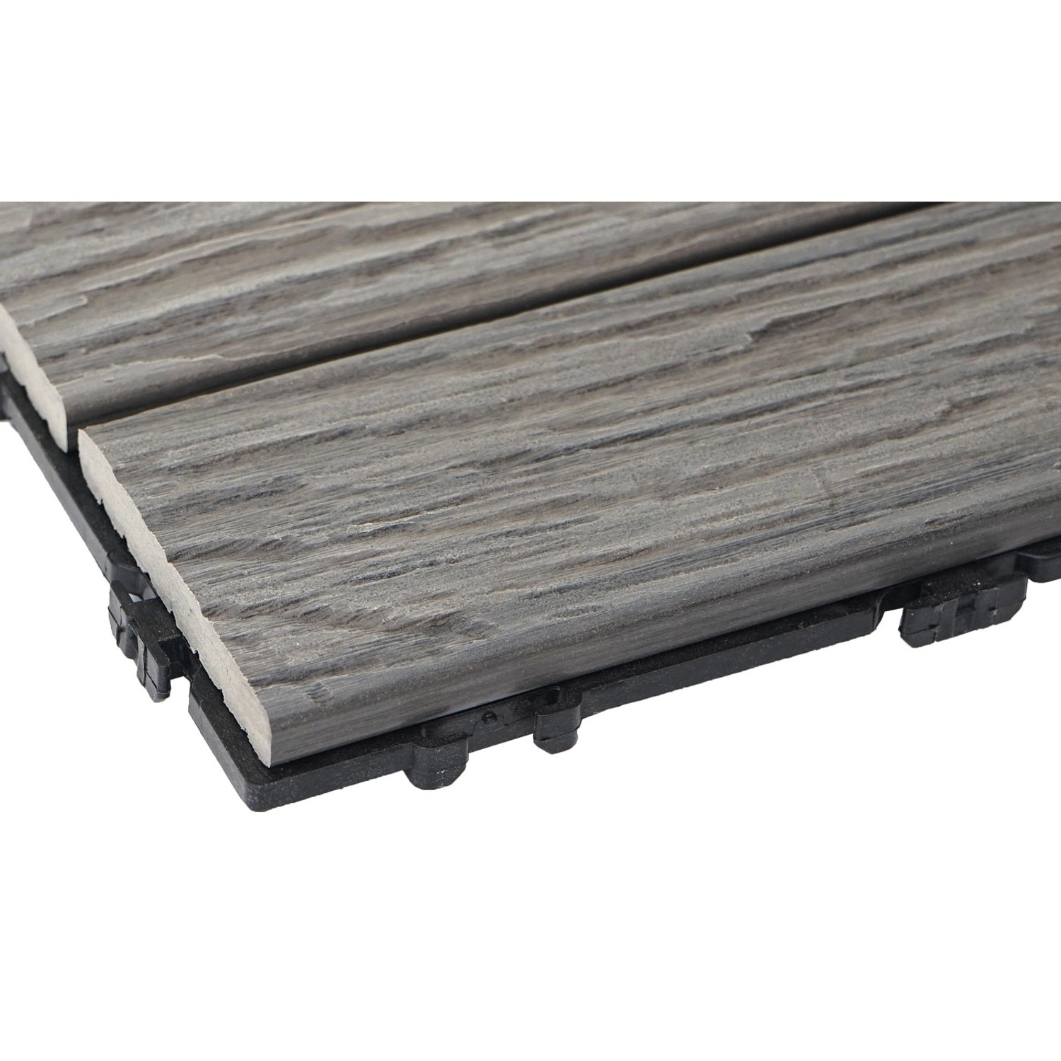 MCW WPC Bodenfliese E19 Holzoptik Balkon/Terrasse 3D-Struktur Linear ...