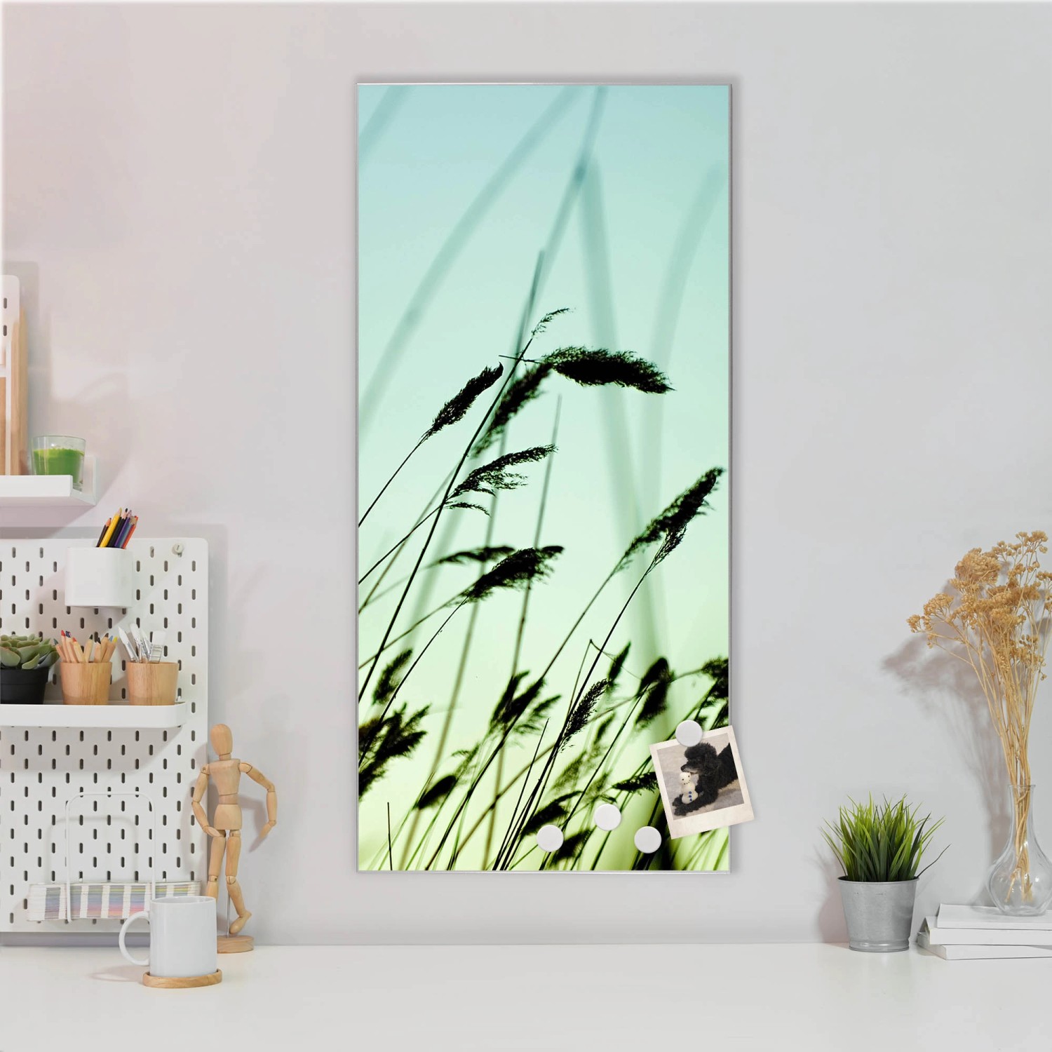 Banjado Magnettafel 37x78cm Magnetwand Silber Aus Metall Magnetpinnwand ...