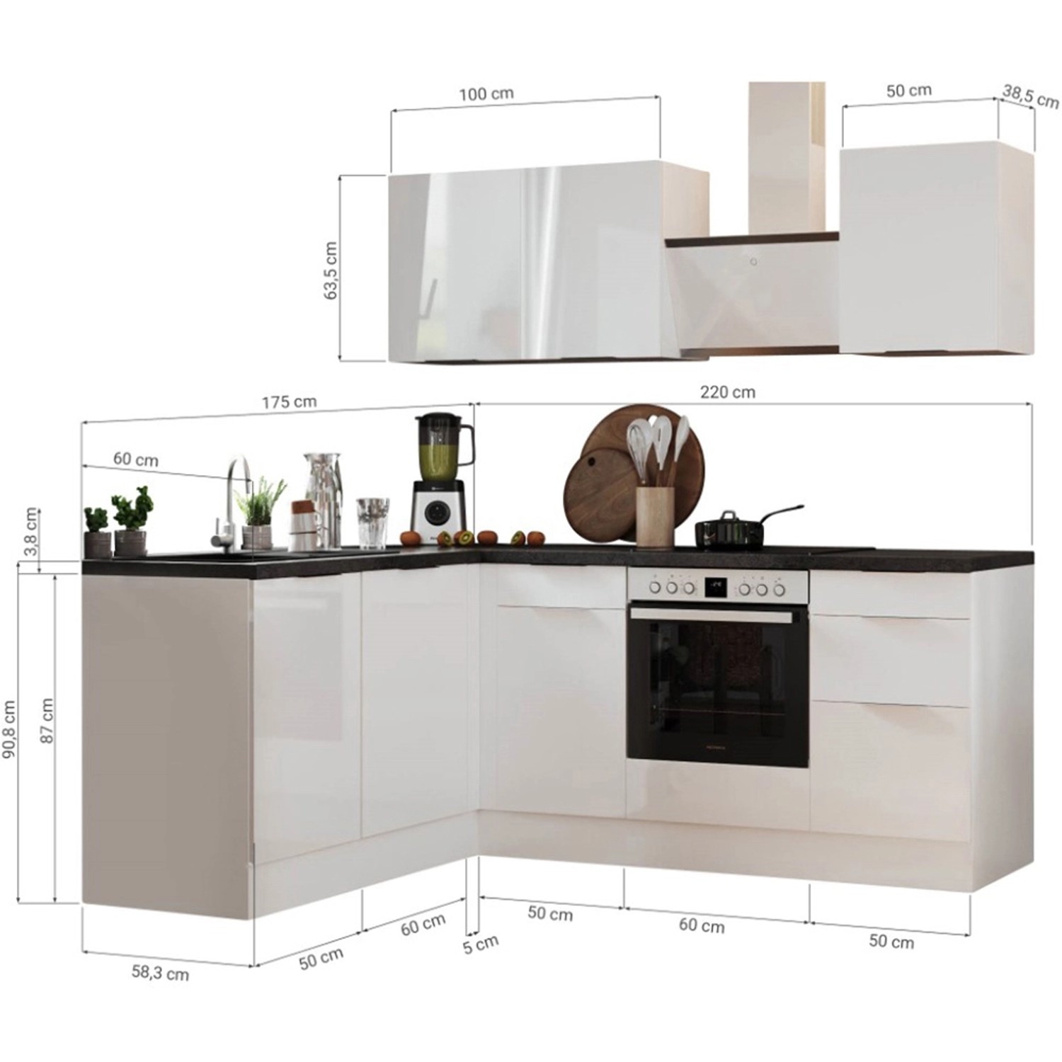 Respekta Selection Winkelküche Elisabeth RSL220WWH 220 cm Weiß kaufen bei OBI