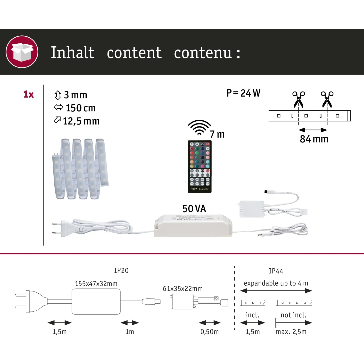 Paulmann LED-Strip MaxLED 1000 Basisset IP44 18W 1000lm 25V RGBW kaufen ...