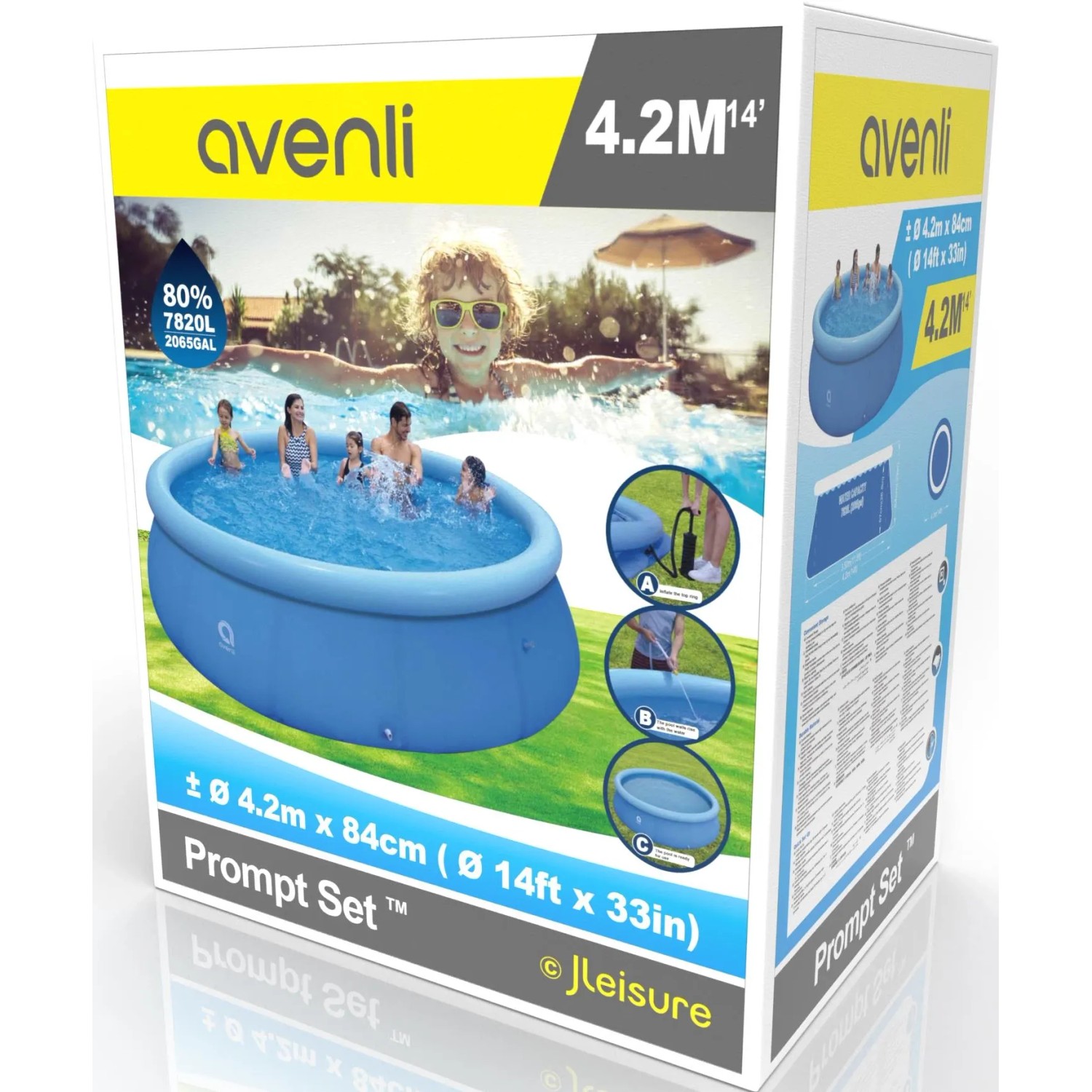 Avenli Prompt Set Pool Aufblasbar Rund 420 x 84 cm Blau mit ...