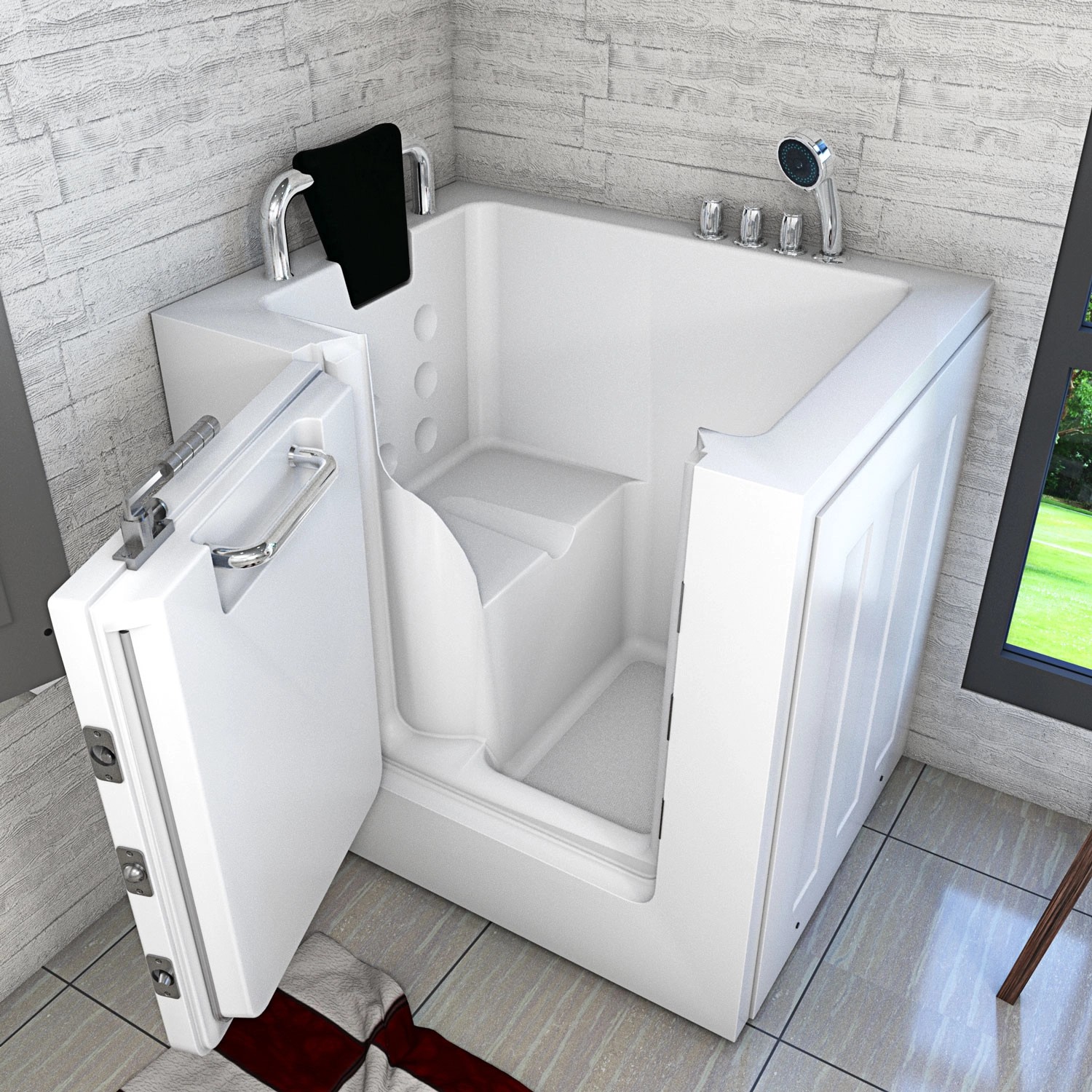 AquaVapore Sitzbadewanne Senioren Sitzwanne mit Tür S02-TH-A-L 78x100cm ...