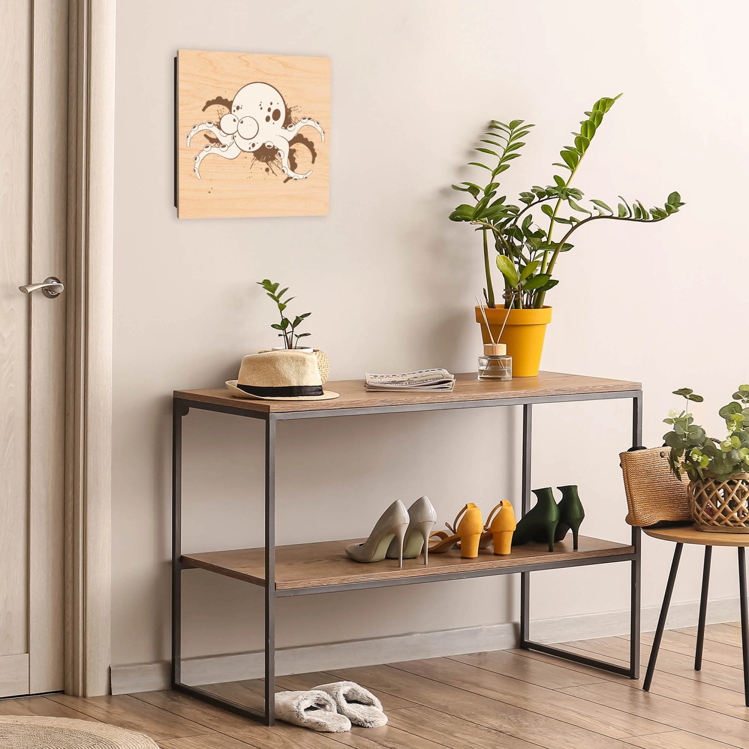 Banjado Schlüsselkasten Holz 30x30cm Schwarz Scharnier Rechts 50 Haken ...