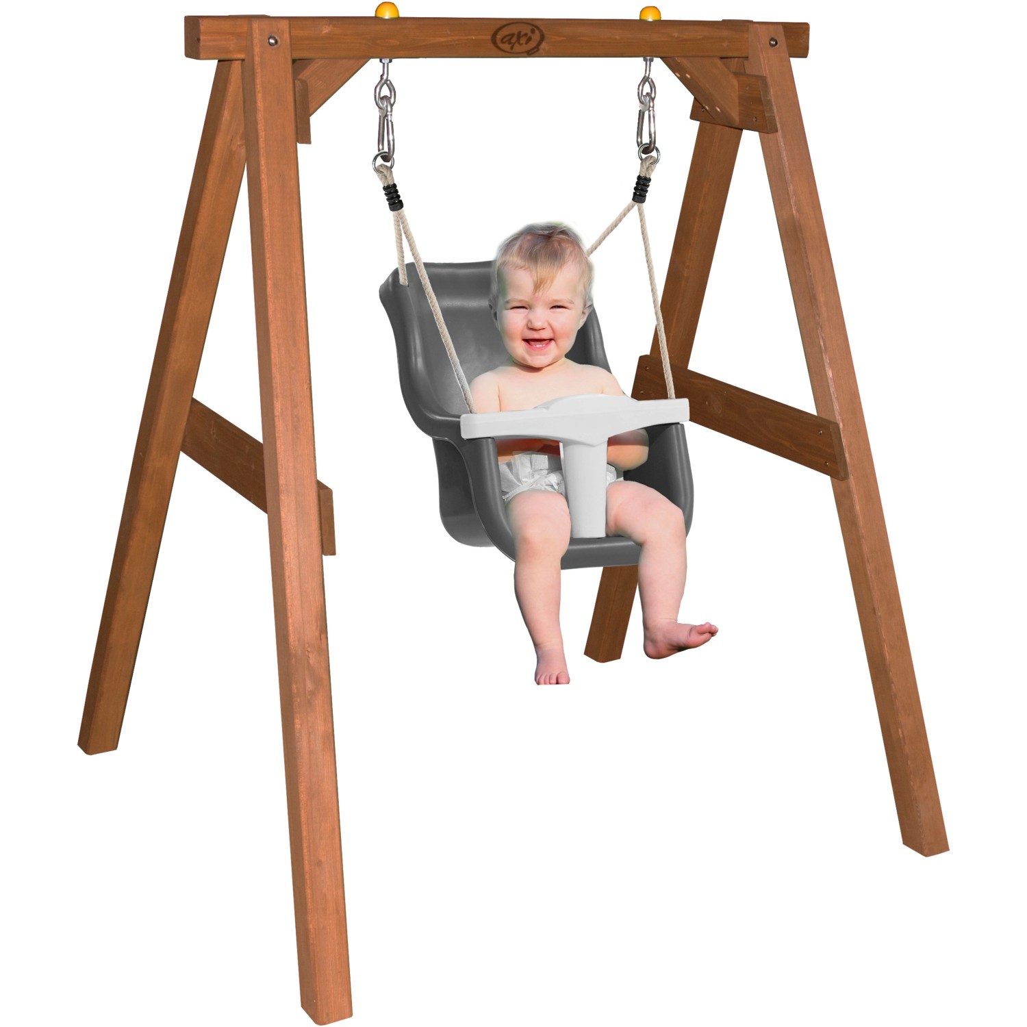 Axi Babyschaukel Braun mit Sitz Grau - Weiß 103 x 120 x 134 cm kaufen ...