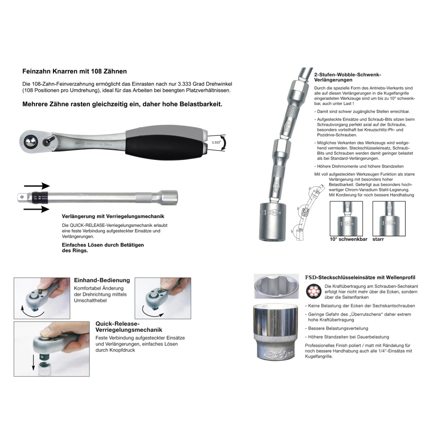 Famex Werkzeug-Set 580-16 Professional 66-teilig mit Steckschlüsselsatz ...