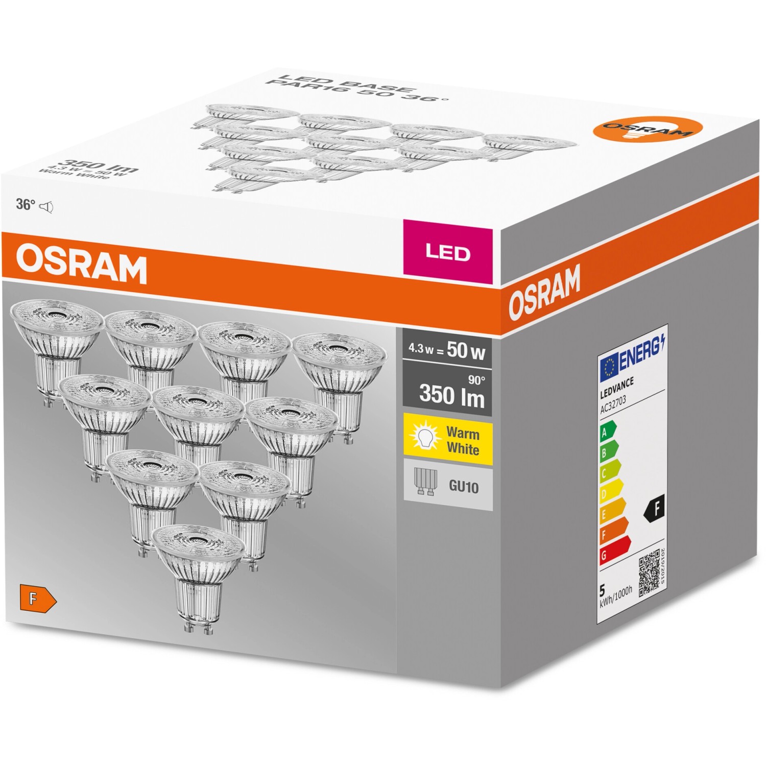 Osram LED-Leuchtmittel GU10 4,3 W Warmweiß 350 lm EEK: F Set 5,2 x 5 cm (H x Ø) kaufen bei OBI