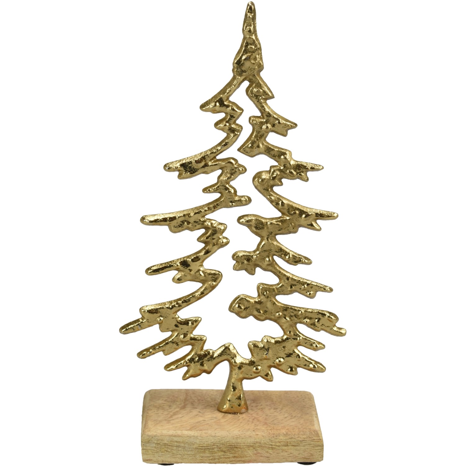 Deko-Tanne Offen aus Aluminium/Mangoholz 22 cm Gold-Natur kaufen bei OBI