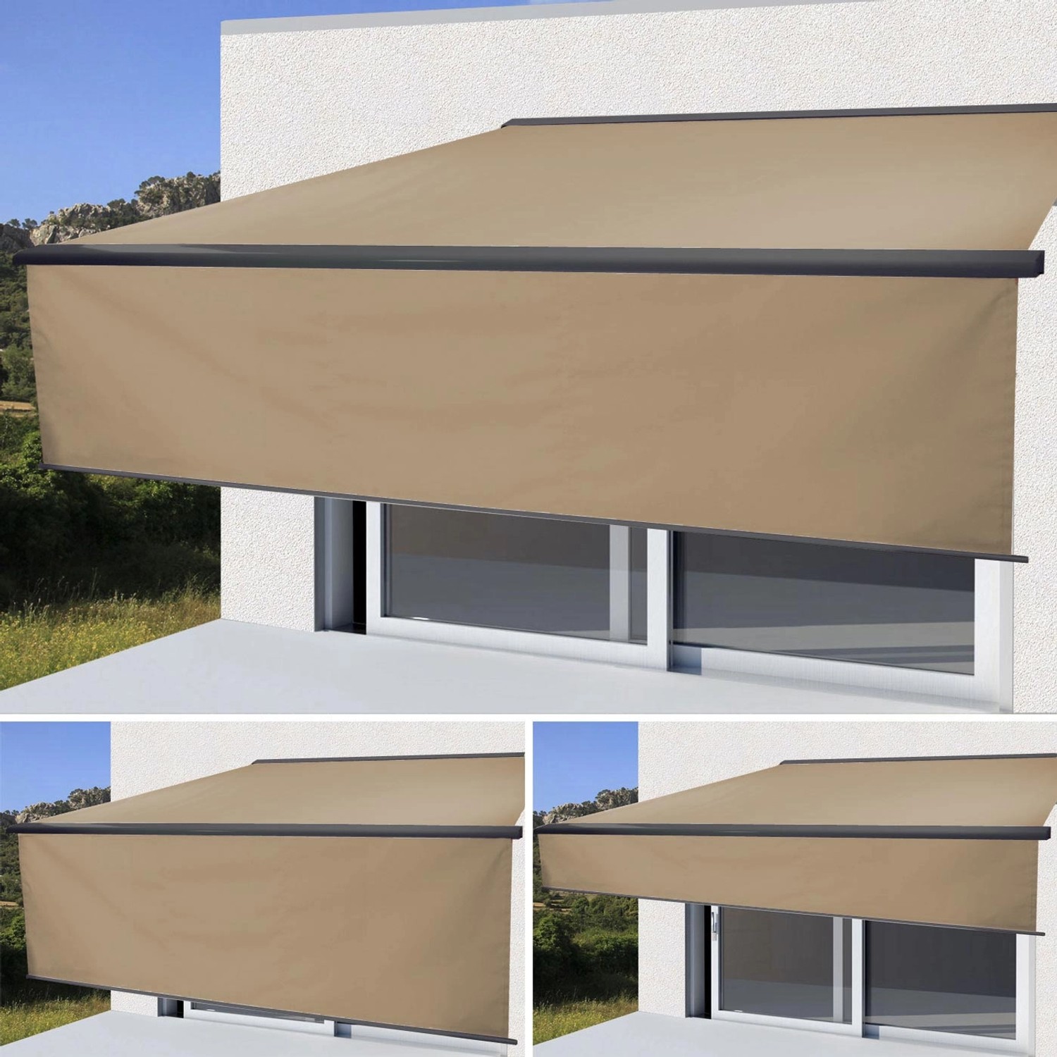 MCW Kassetten-Markise H124 Volant Ausfahrbar 4,5x3m Polyester Creme Anthrazit kaufen bei OBI