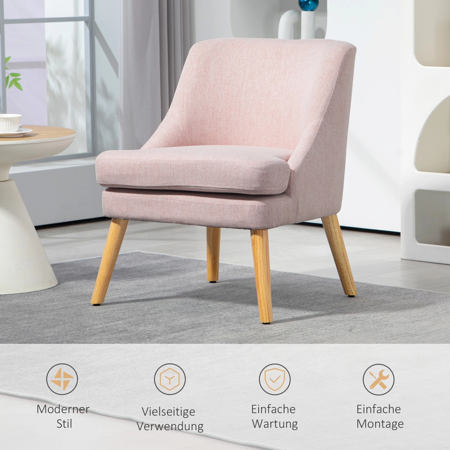 HOMCOM Sessel Polyester Schaumstoff Rosa 63B x 69T x 79,5H cm kaufen ...