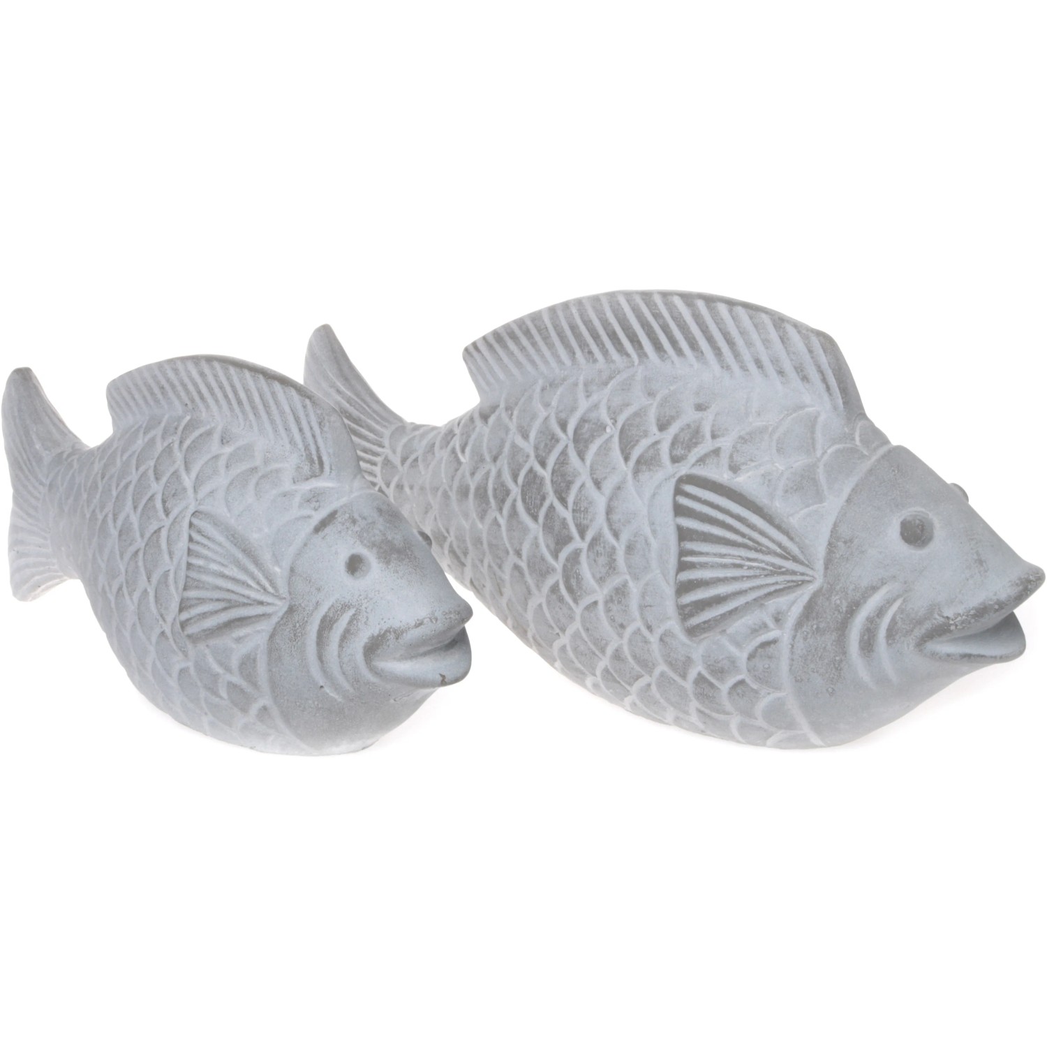Deko-Figur Fisch 15,5 cm x 11 cm x 33,5 cm Grau-Weiß Gewischt kaufen ...
