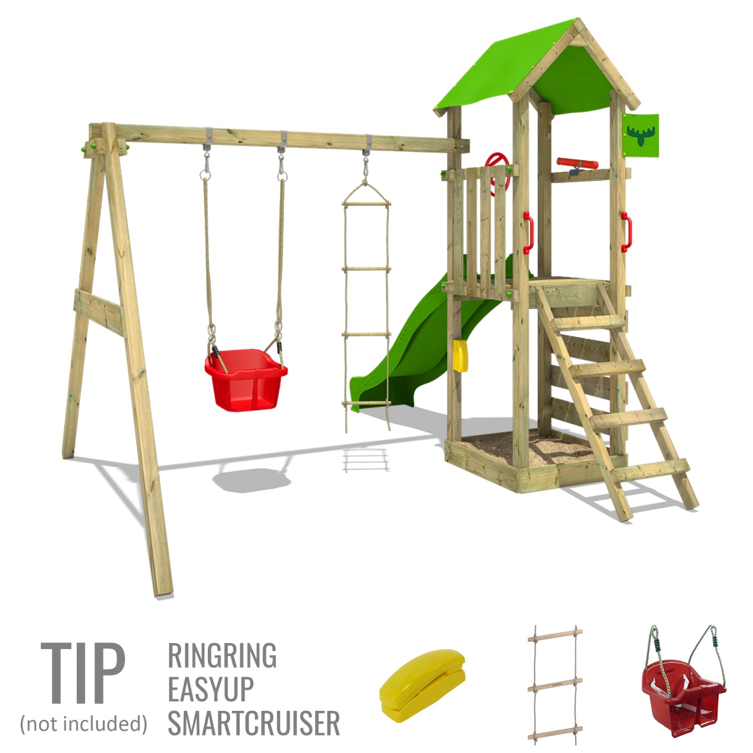 Fatmoose Spielturm KiwiKey Klettergerüst mit Rutsche Apfelgrün kaufen bei OBI