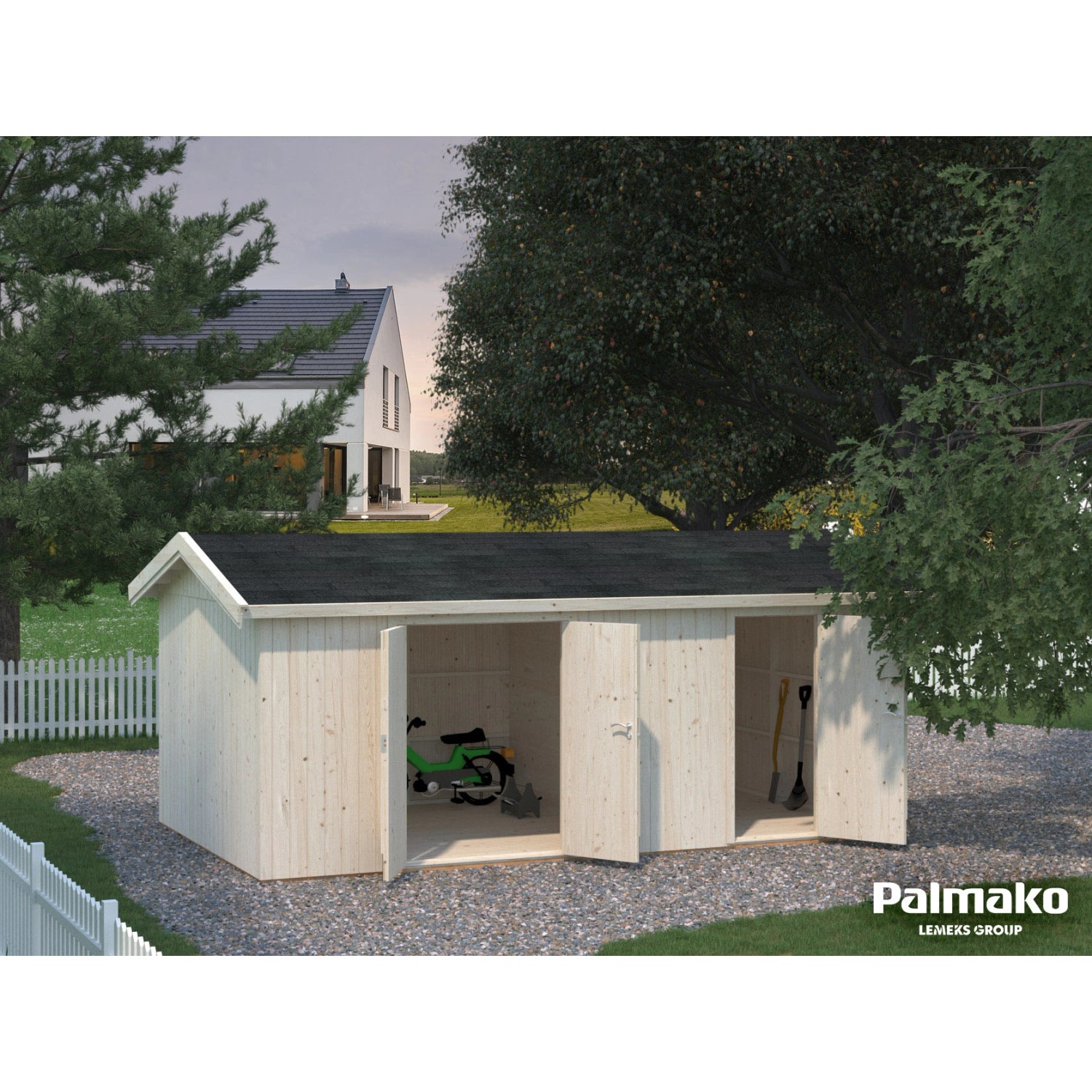 Palmako Olaf Holz-Gartenhaus Natur Satteldach Unbehandelt 561 cm x 330 ...