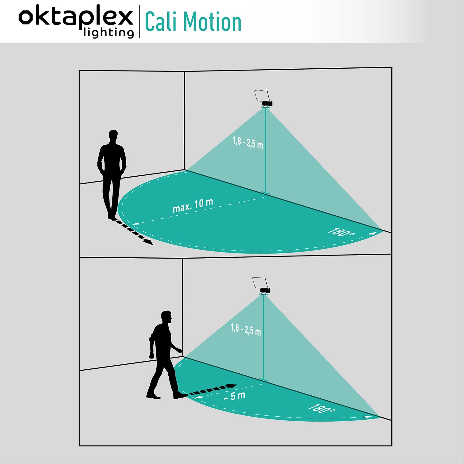 Oktaplex LED Außenstrahler mit Sensor Cali IP65 3000K Warmweiß 30W ...