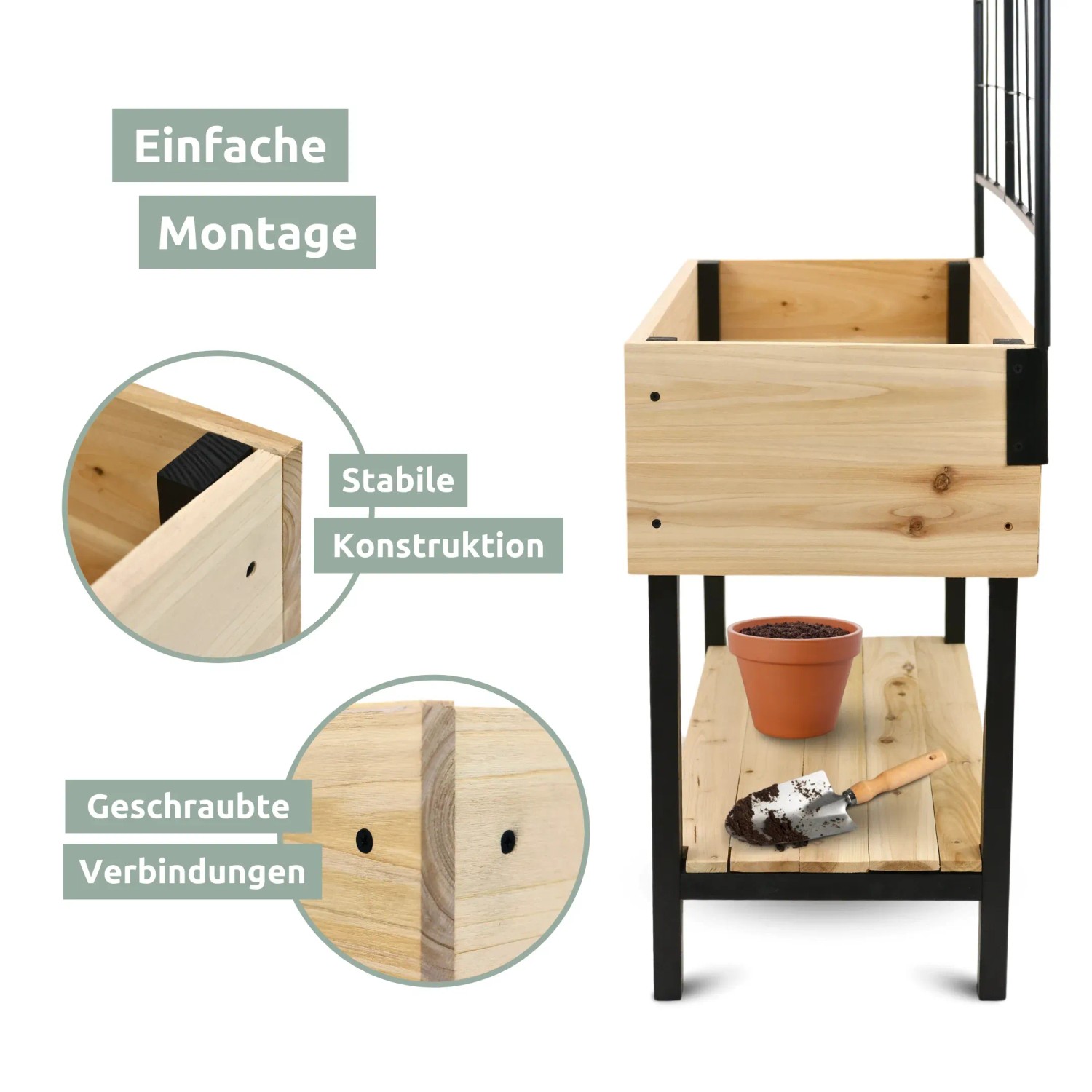 holz4home Hochbeet Holz mit Rankgitter für Balkon kaufen bei OBI
