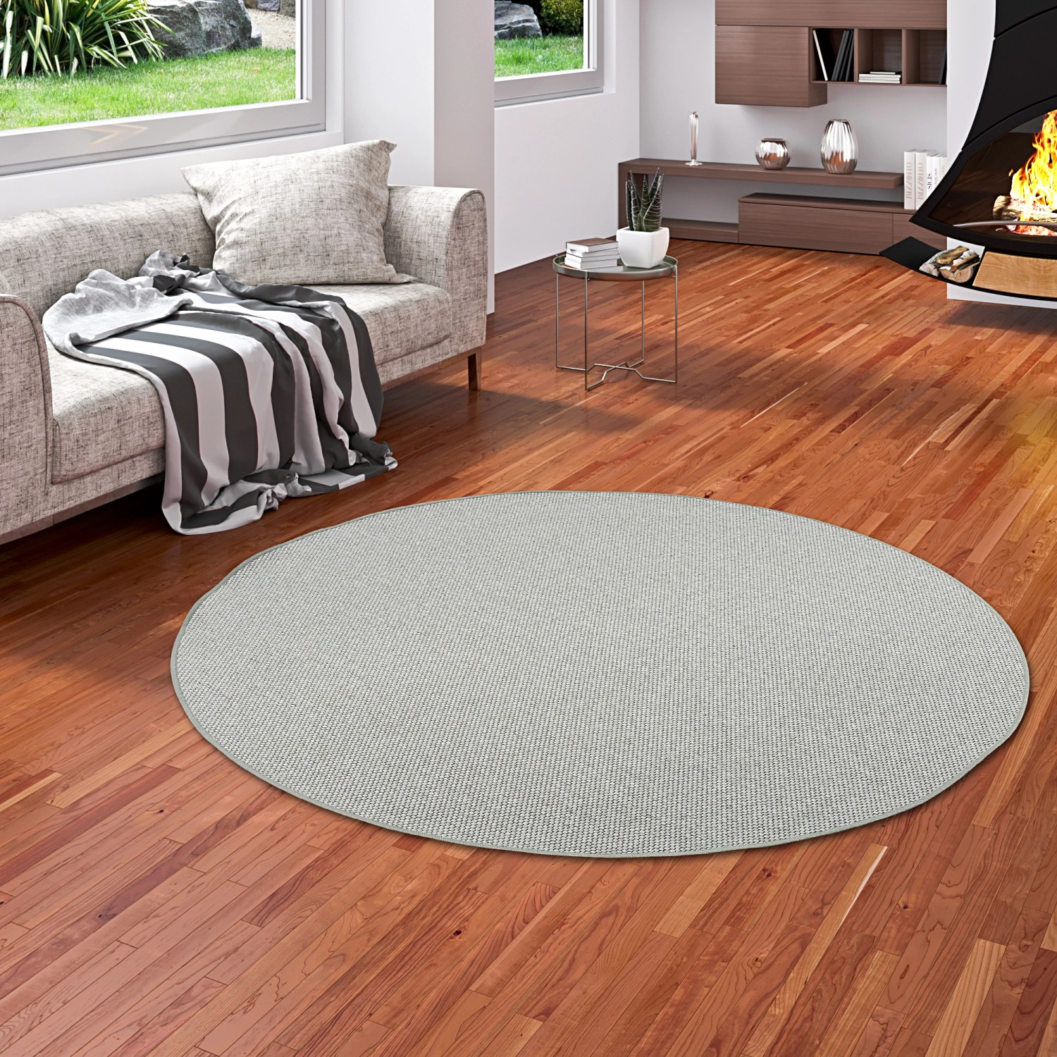 Snapstyle Bentzon Natur Flachgewebe Teppich Silber 200cm Rund kaufen ...