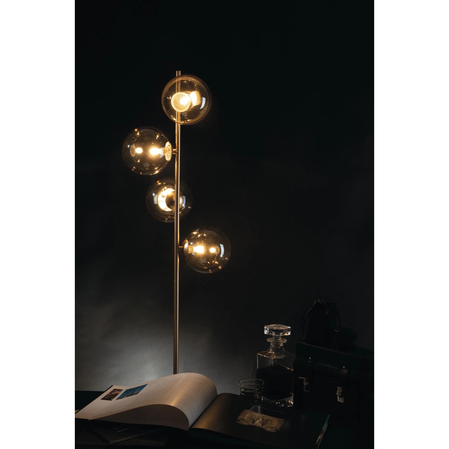 Eco-Light Stehleuchte Neptun Messing Champagner 4-flammig 14,1 cm x 10 ...