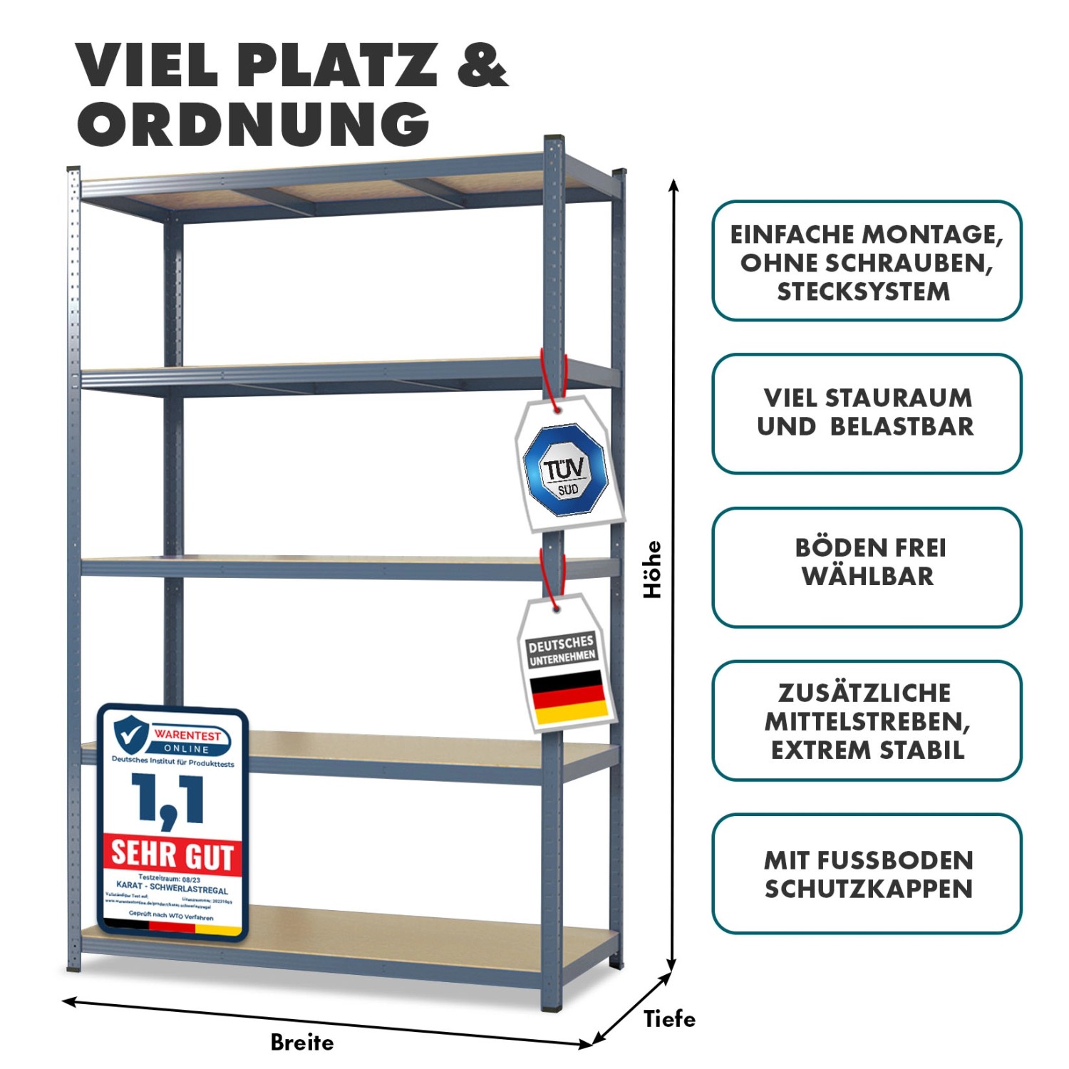 KARAT Schwerlastregal Odin 2er Set Traglast bis 875 kg Grau 180 x 90 x 40 cm kaufen bei OBI