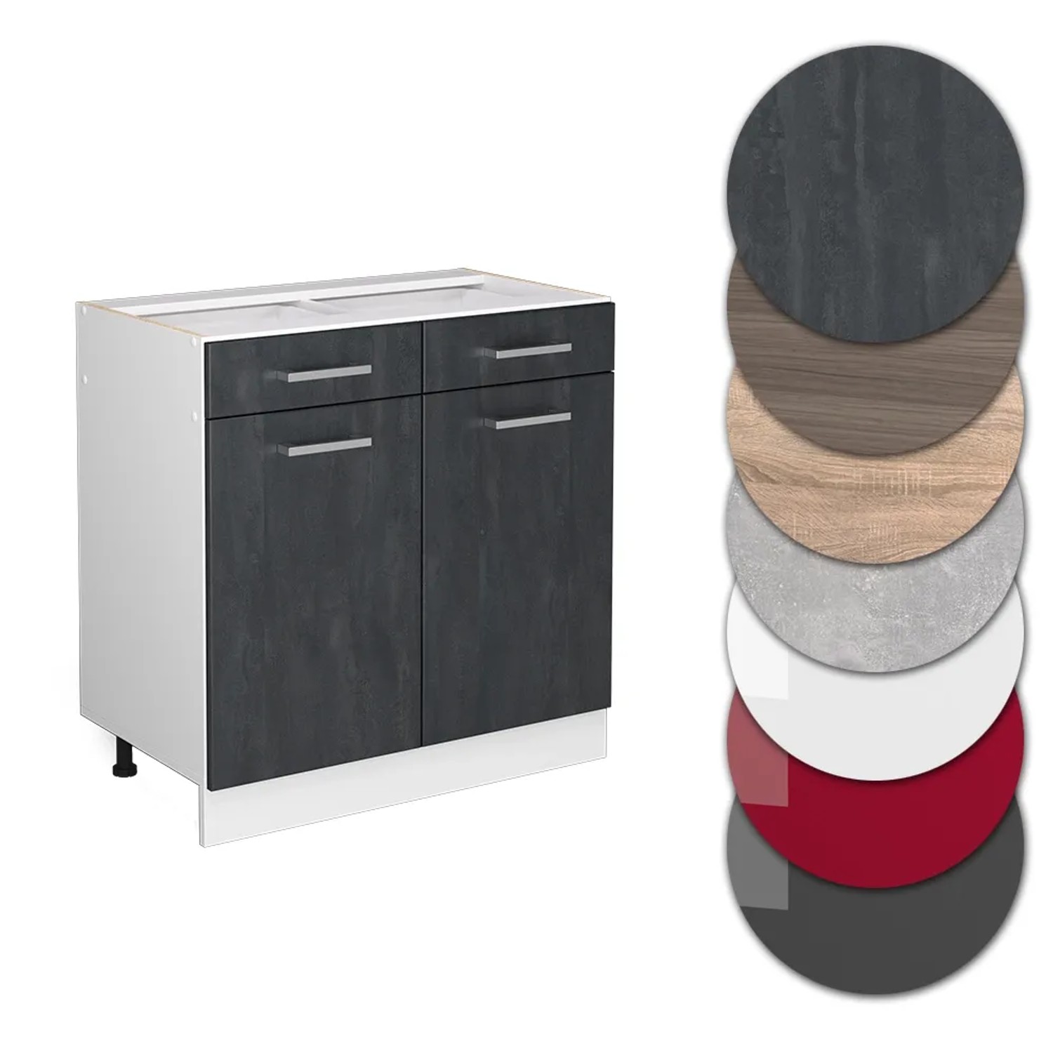 Vicco Küchenunterschrank R-Line Schubladenschrank für die Küche Schwarz ...