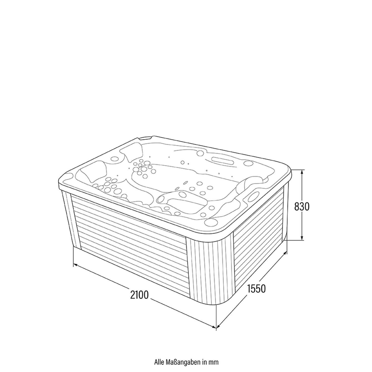 Home Deluxe Outdoor Whirlpool Beach Pure 210 x 155 x 83 cm Dunkelgrau ...