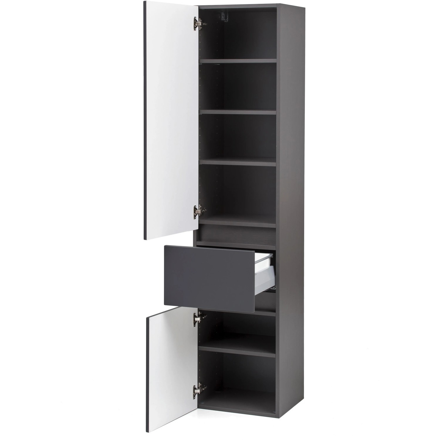 Held Möbel Badezimmer Hochschrank Salerno 40 cm matt Grau-Graphitgrau ...