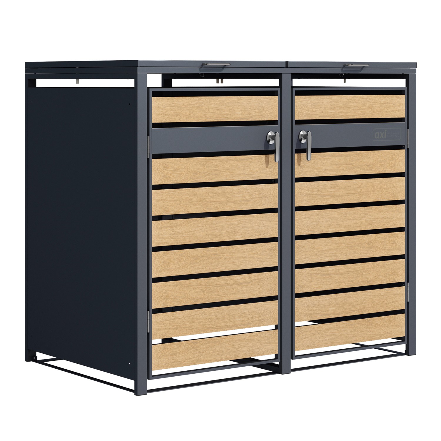 Axi Mülltonnenbox Lucas Metall 2 x 240 l Anthrazit/Holzoptik kaufen bei OBI