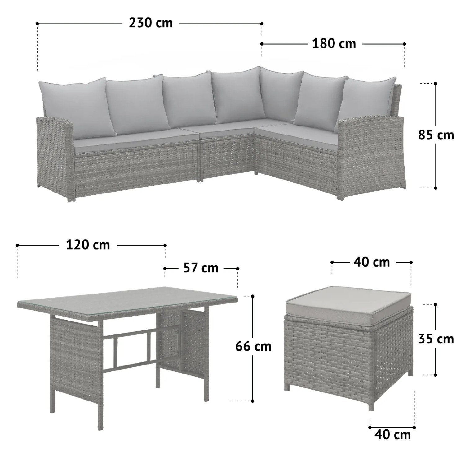 Svita Monroe Garten-Lounge Set Abdeckhaube Polyrattan Lounge-Möbel ...