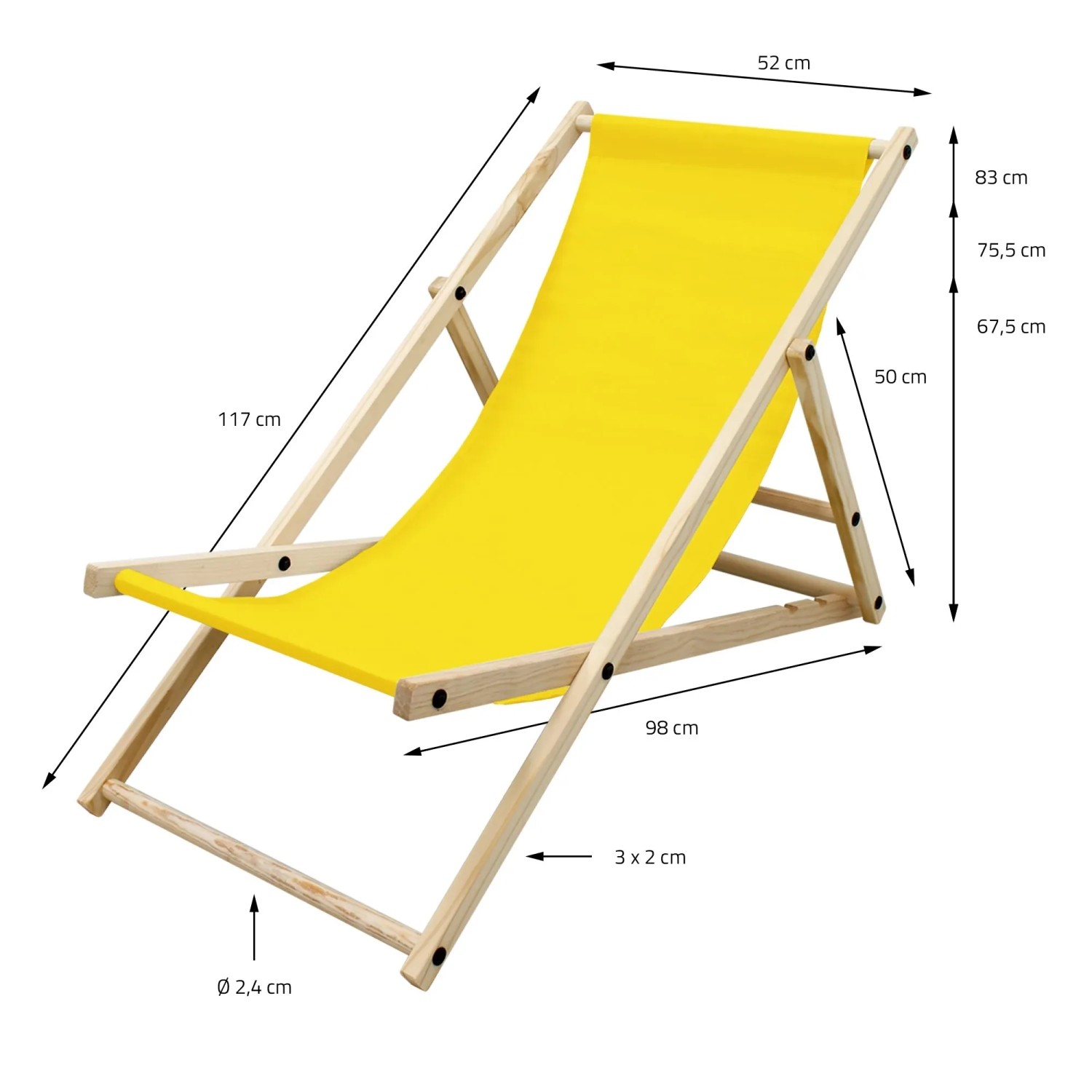 ECD Germany 4Er Set Liegestuhl Klappbar Gelb aus Holz 3 Positionen bis ...