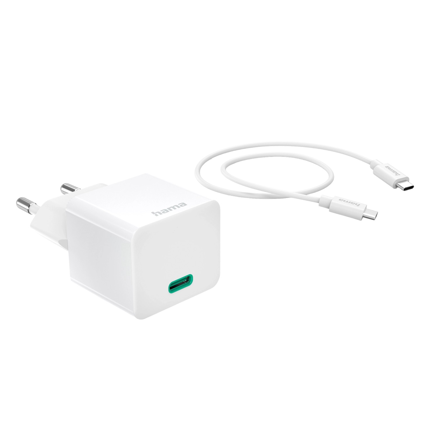 Hama Schnellladegerät Mini-Ladegerät mit Ladekabel USB-C PD 20 W 1 m ...