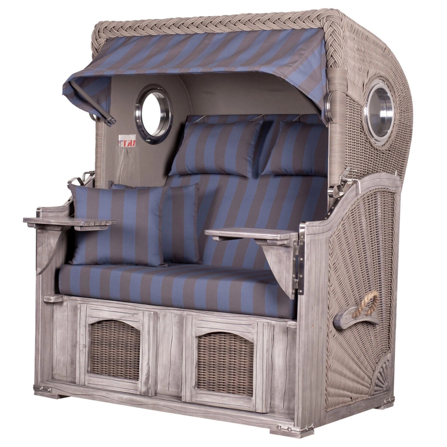 bene living Strandkorb Komplettset Ammersee Mahagoni Bullauge washed ...