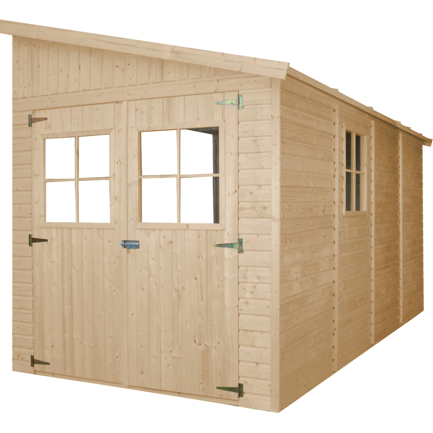 Timbela Anbau-Gartenhaus Holz M340+M340G 8 m² ohne Seitenwand mit Boden ...