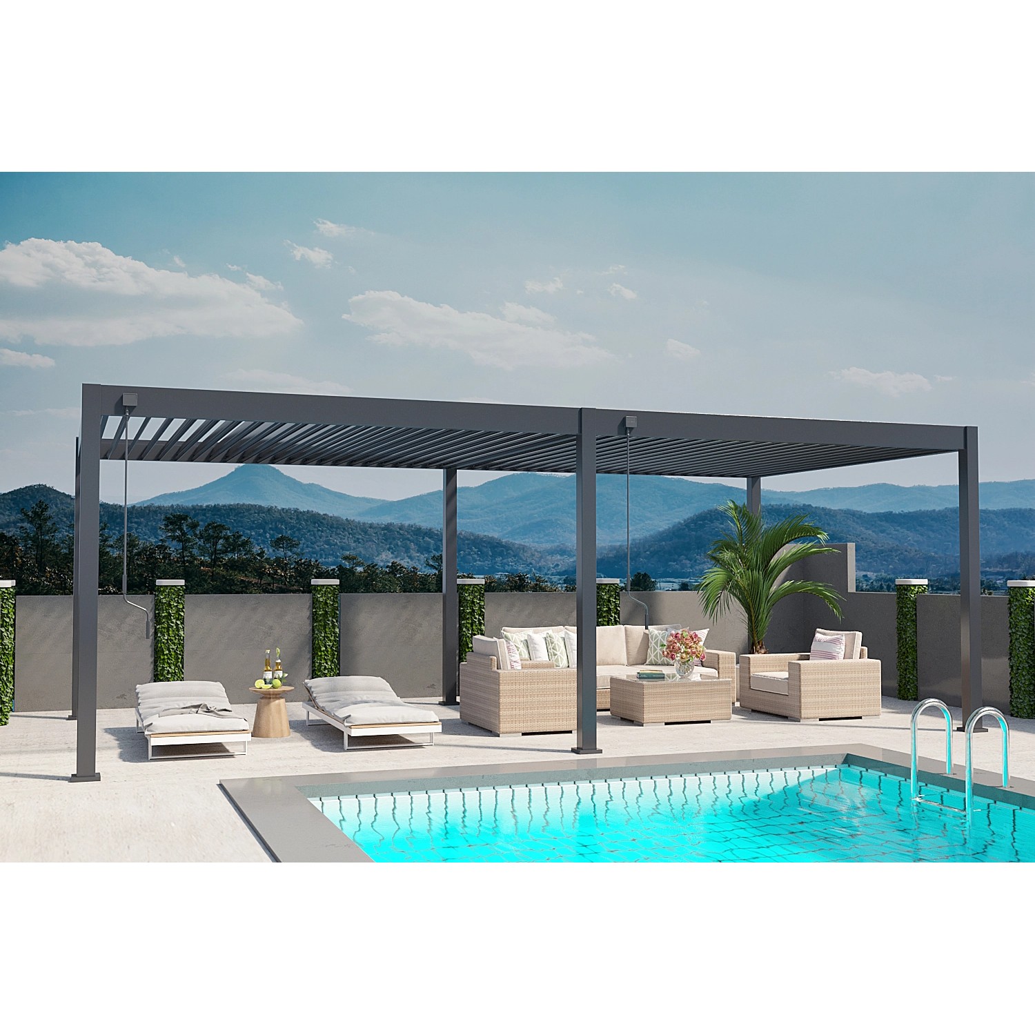 Weide Deluxe Aluminium Pavillon 3,6 x 7,2 M Anthrazit Pergola ...