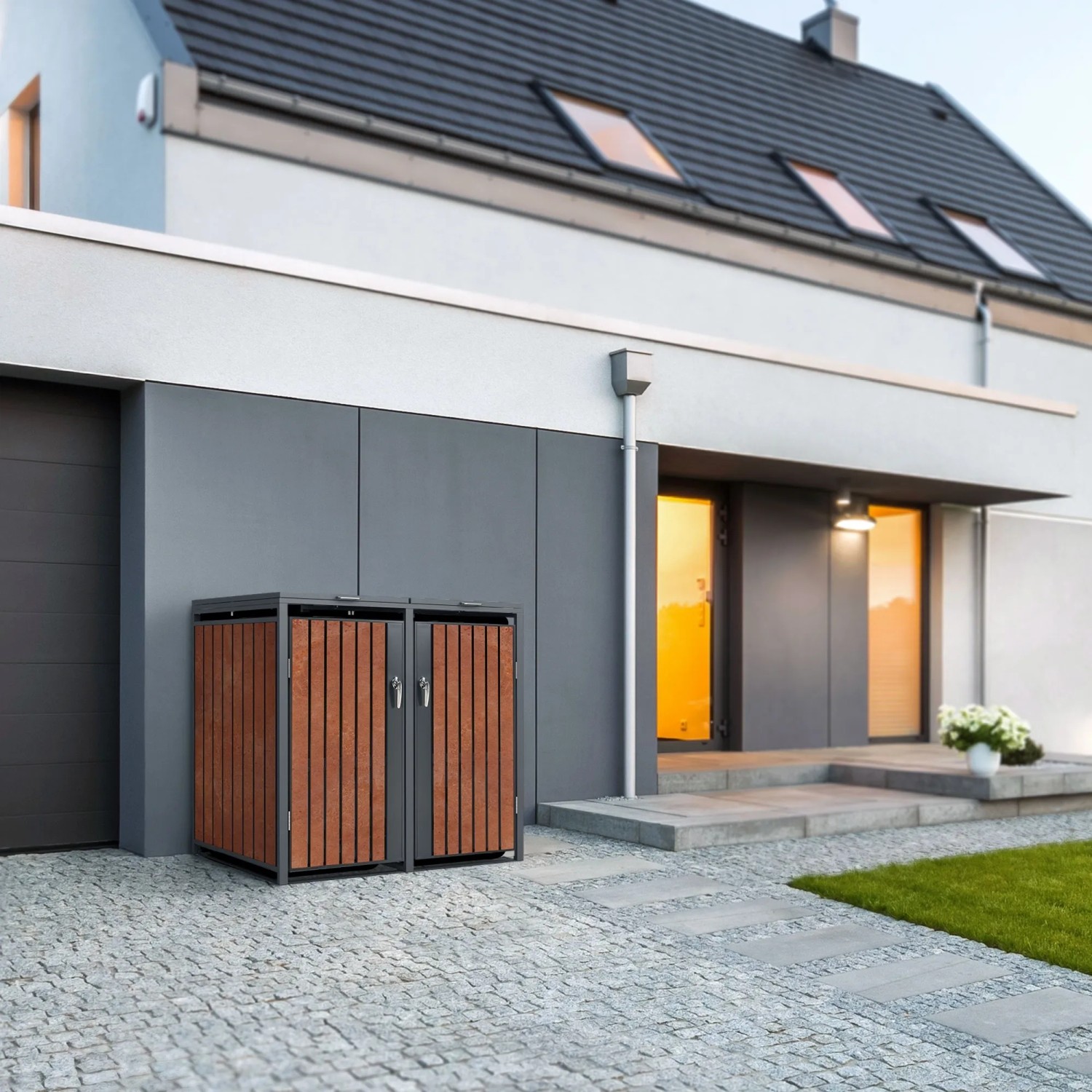 ML-Design Mülltonnenbox 4 Tonnen 240 L Anthrazit Metall kaufen bei OBI
