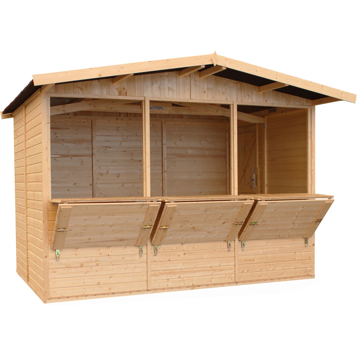Timbela Marktbude Holz M150A 6,03 m² mit 3 Theken kaufen bei OBI
