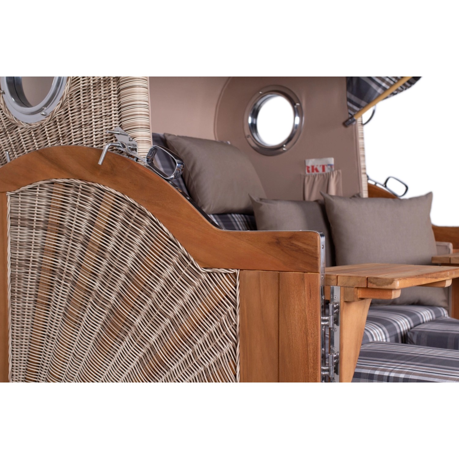 GarWoh Strandkorb Rantum Grande Teak PE Shell Dessin 522 kaufen bei OBI