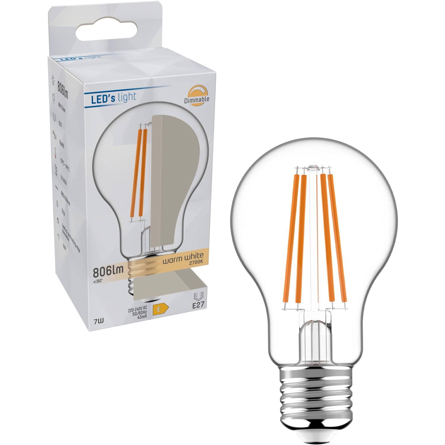LED-Leuchtmittel Filament E27 Klassisch A60 7 W 806 lm Ø 6 cm x 10,8 cm kaufen bei OBI