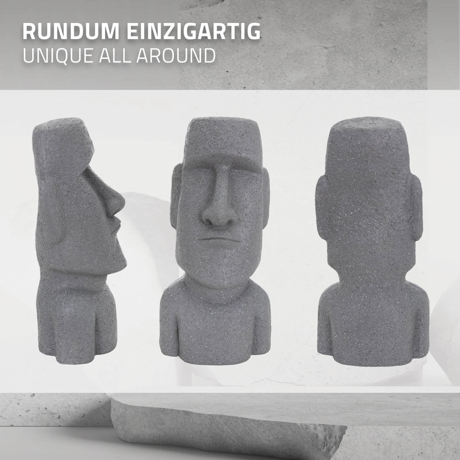 ECD Germany Moai Figur Rapa Nui Kopf 53,5 cm Hoch aus Steinguss ...