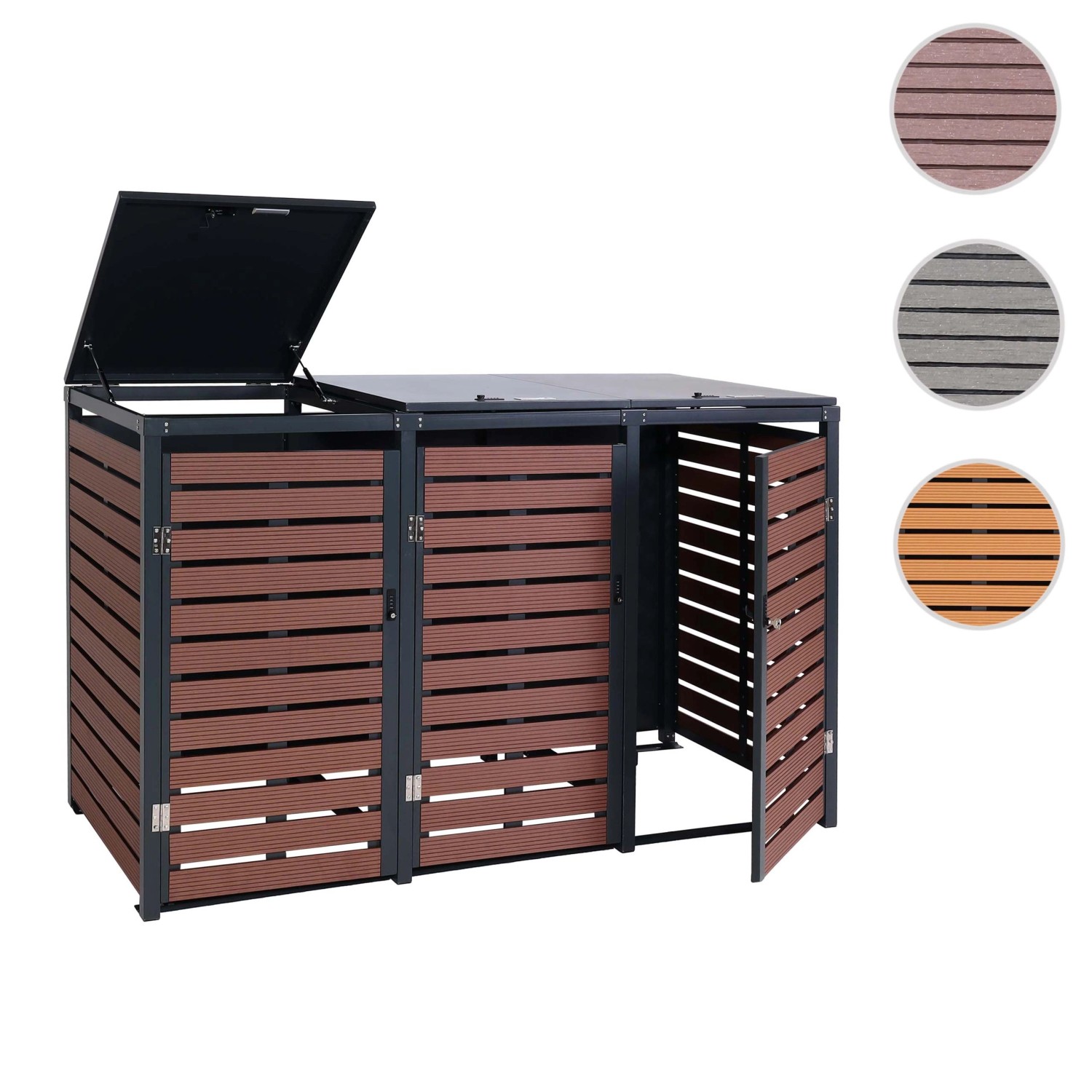 MCW 3er-Mülltonnenverkleidung K14 3x120l Walnuss-Holzoptik 119x205x84cm kaufen bei OBI