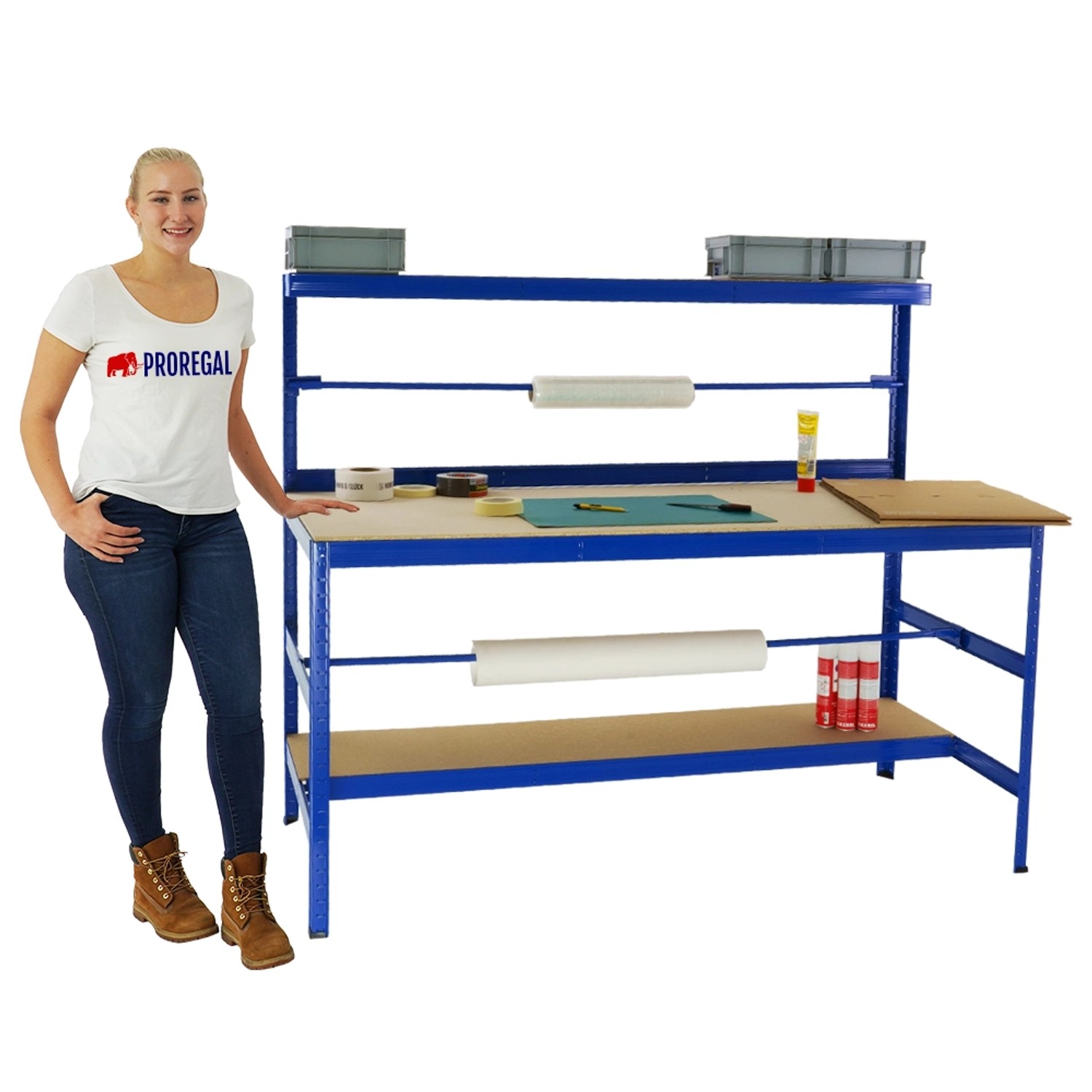 PROREGAL Packtisch Tiger HxBxT 150 x 180 x 75 cm Tragkraft 300 kg Blau kaufen bei OBI