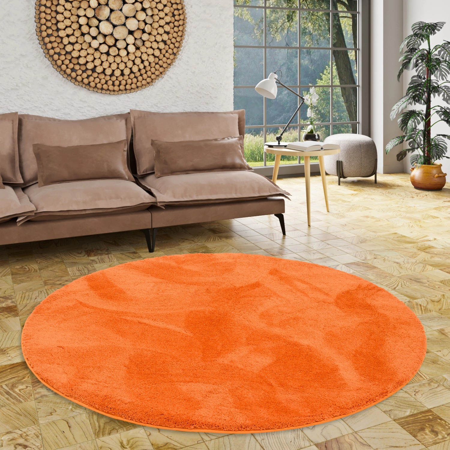 Pergamon Luxus Super Soft Hochflor Teppich Silky Rund Orange 200x200cm ...
