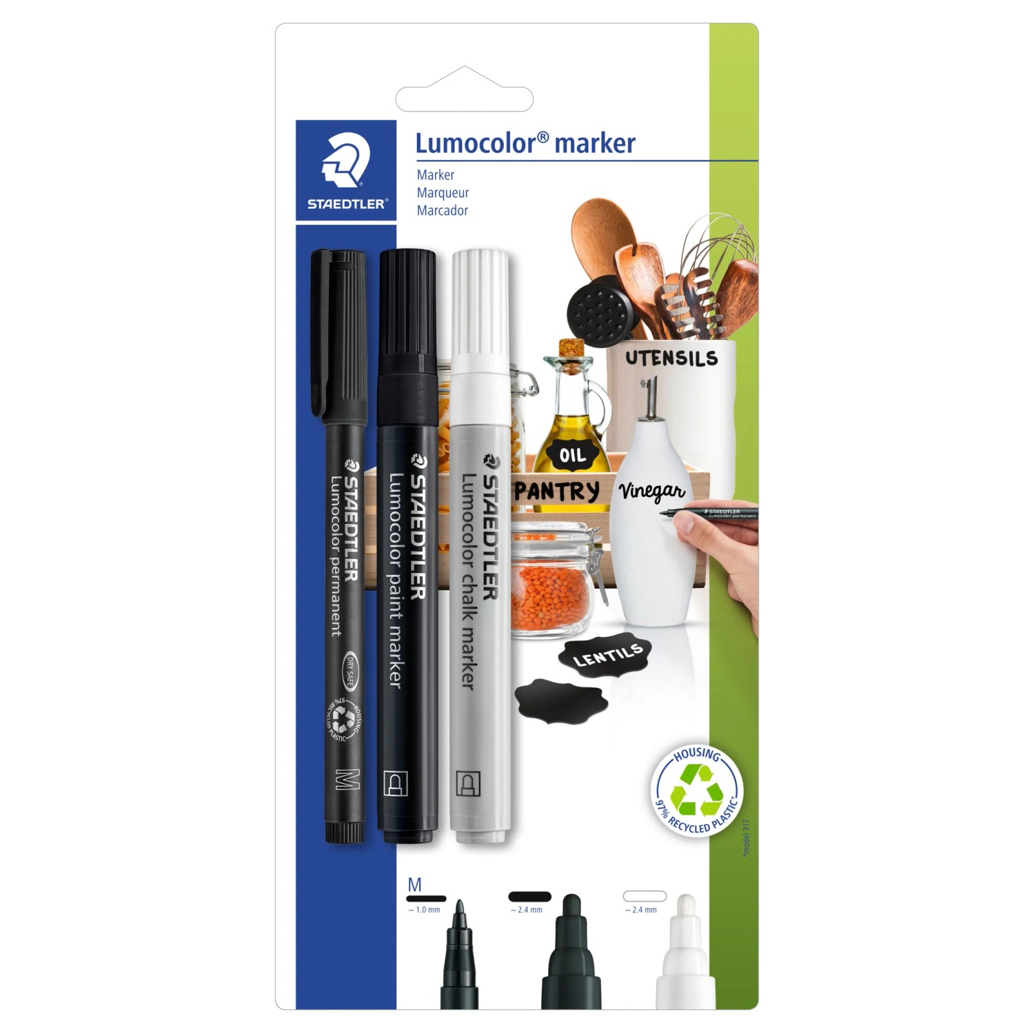 Staedtler Marker-Set Lumocolor Schwarz-Weiß 3 Stück kaufen bei OBI