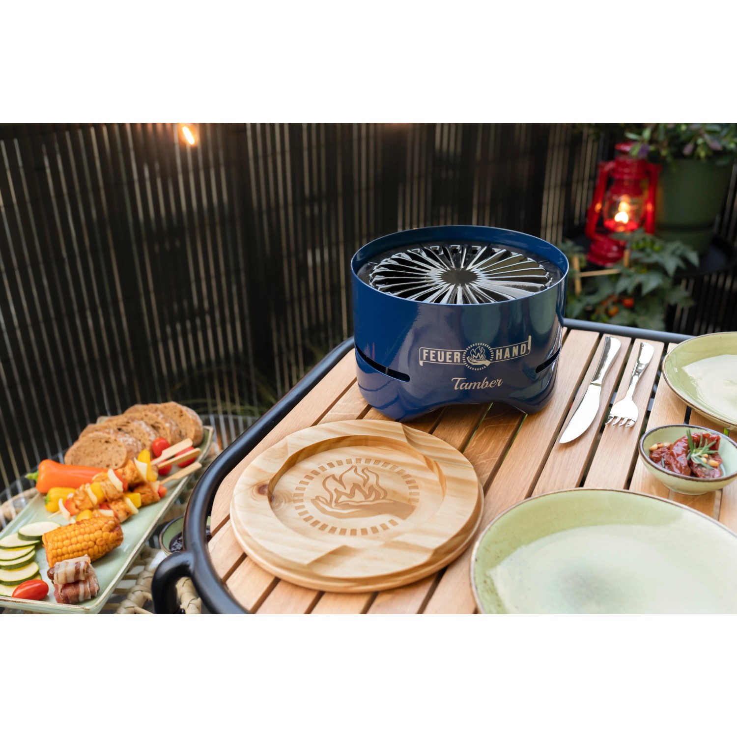 Feuerhand Tischgrill Tamber Ø 20 cm Kobaltblau kaufen bei OBI
