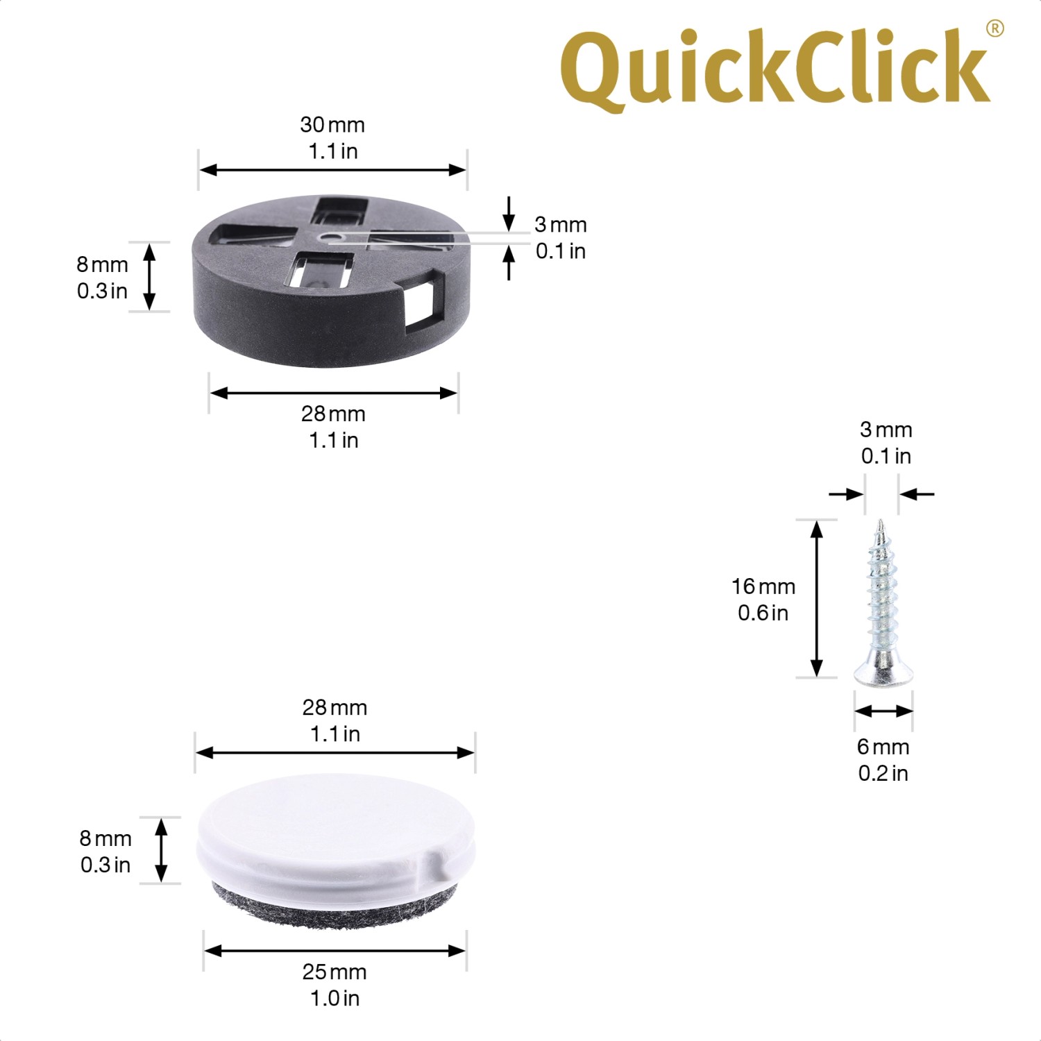 Wagner Gleiter 2in1 QuickClick 12-teilig Duo Equalizer Ø 30 mm Schwarz ...