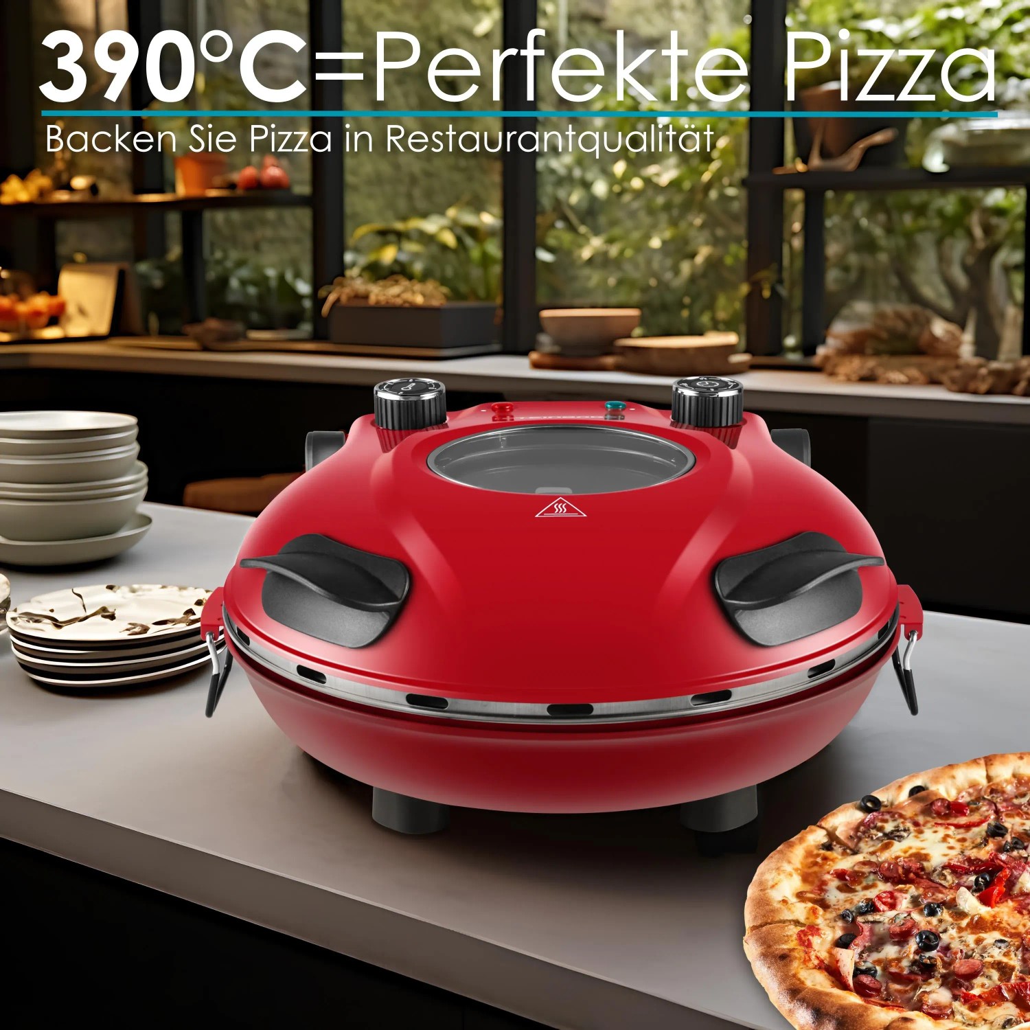 Steinborg SB-3140 Pizzaofen Elektrisch 32 cm mit Pizzastein Timer 5 ...