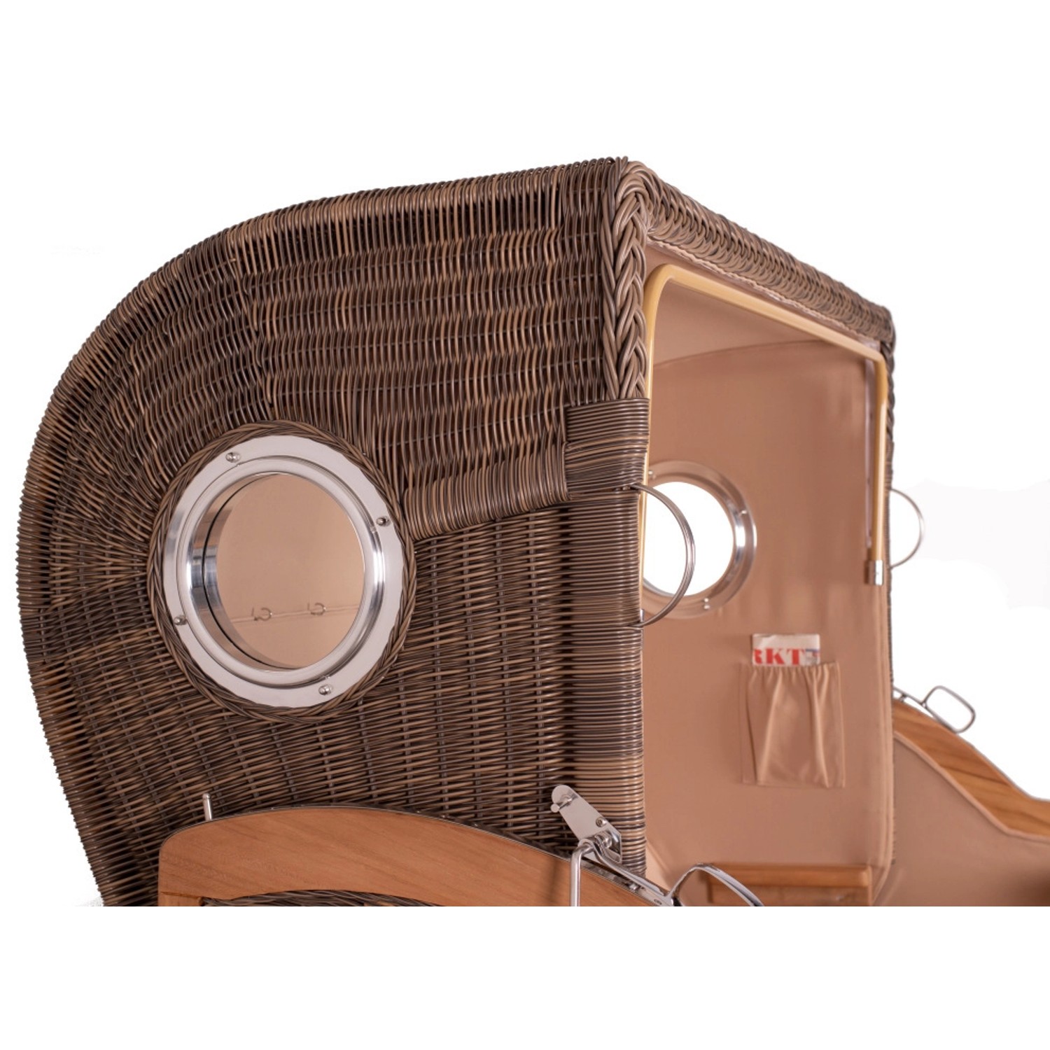 GarWoh Strandkorb Rantum Grande XXL Teak Bullauge PE Grey Dessin 505 ...