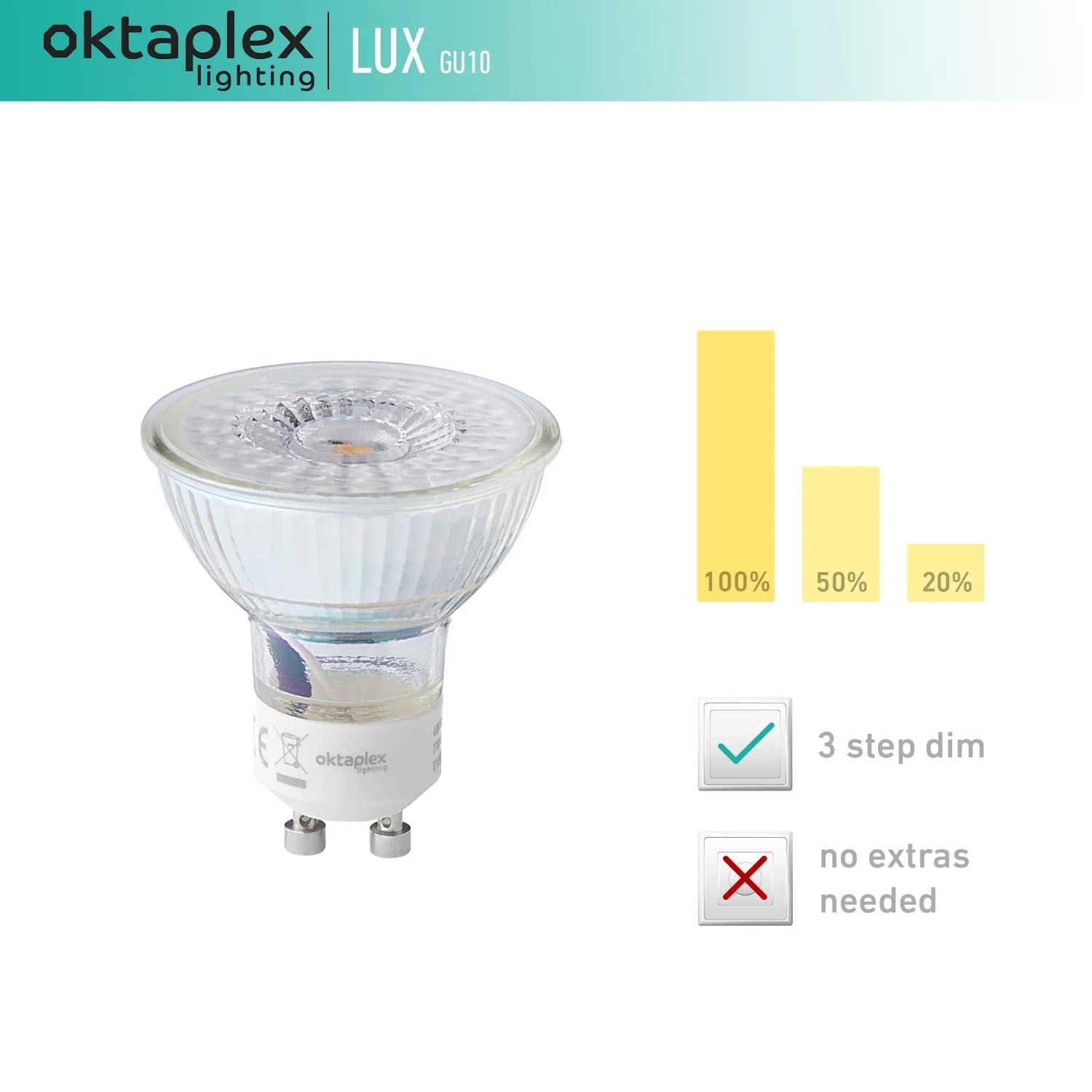 Oktaplex Lux GU10 3-Step Dimmbar 6er Set LED 2700K Warmweiß 400lm 4,8W 230V kaufen bei OBI