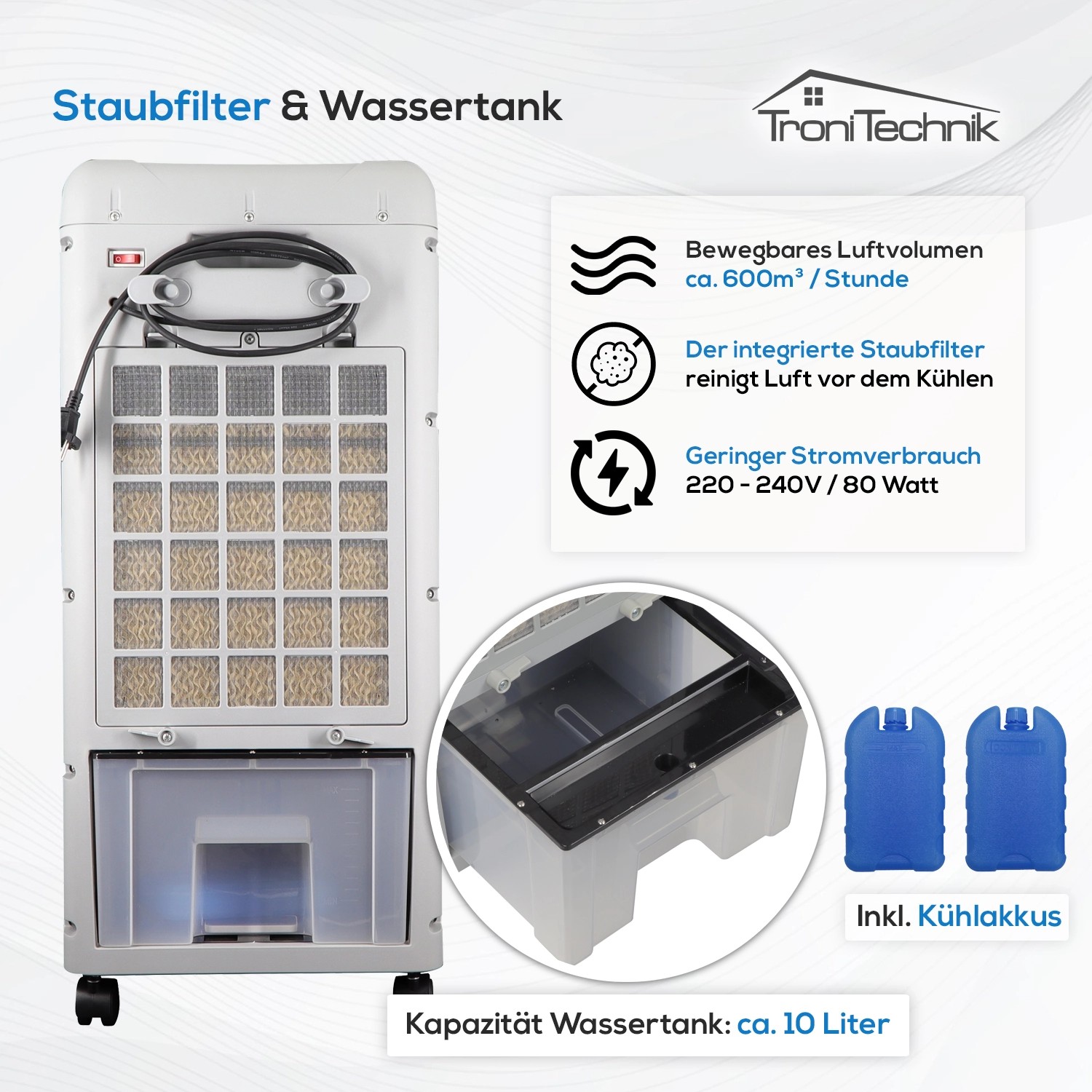 Tronitechnik Mobiler Luftkühler 4In1 Klimatisierung Lüfter Lk06 ...