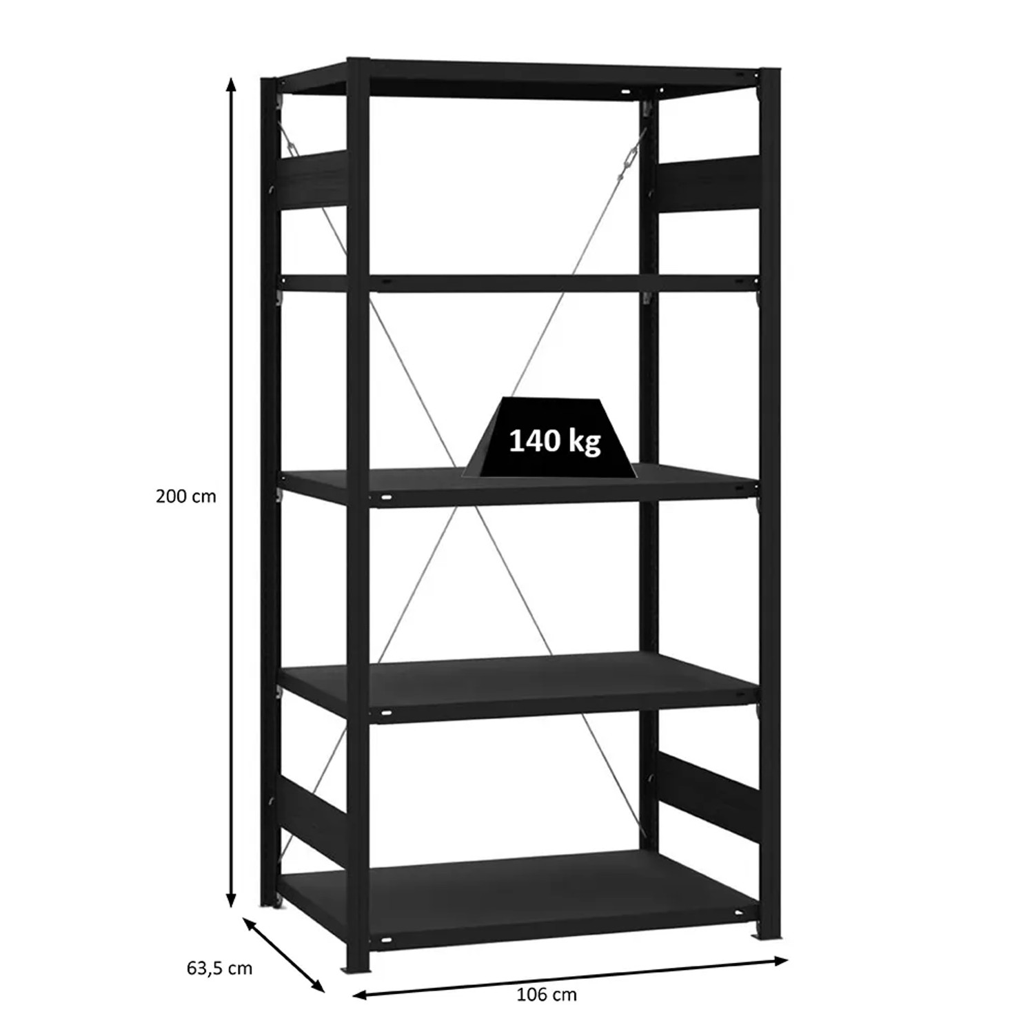 PROREGAL Wohnregal Motemo Made In Germany HxBxT 200x100x60 cm 5 Ebenen ...