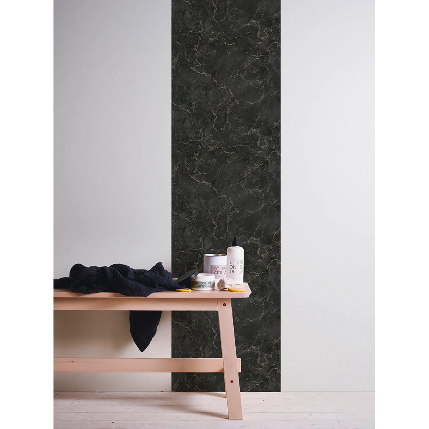 AS-Creation Wandpaneel selbstklebend 3D Marmor Schwarz 2,50 x 0,52 m ...