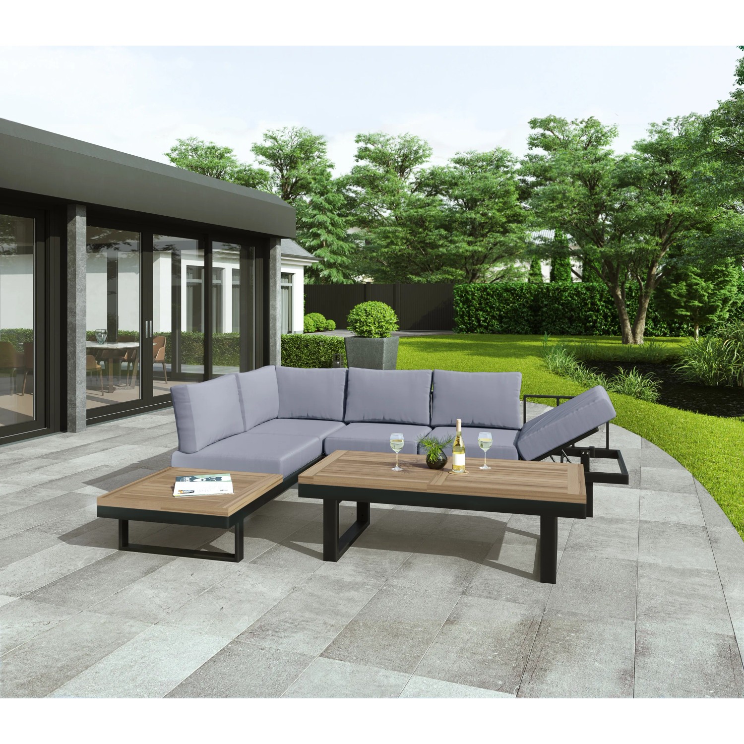 Wunderschone Lounge Set Mit Esstisch Morenci 4 Teilig Aus Akazienholz Fsc Ebenbild