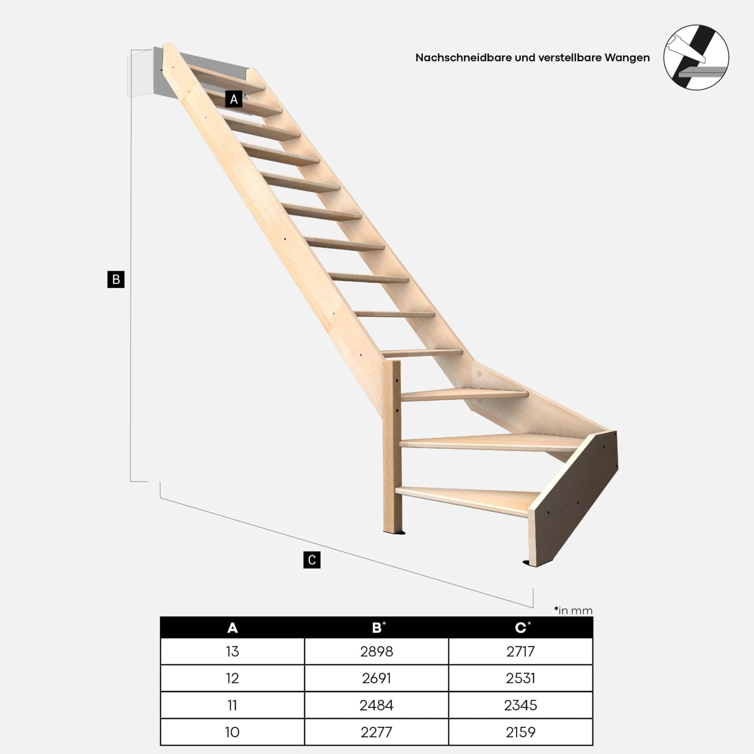 Kordo Treppe 1/4 Gewendelt Links Buche Geländer Nostra kaufen bei OBI
